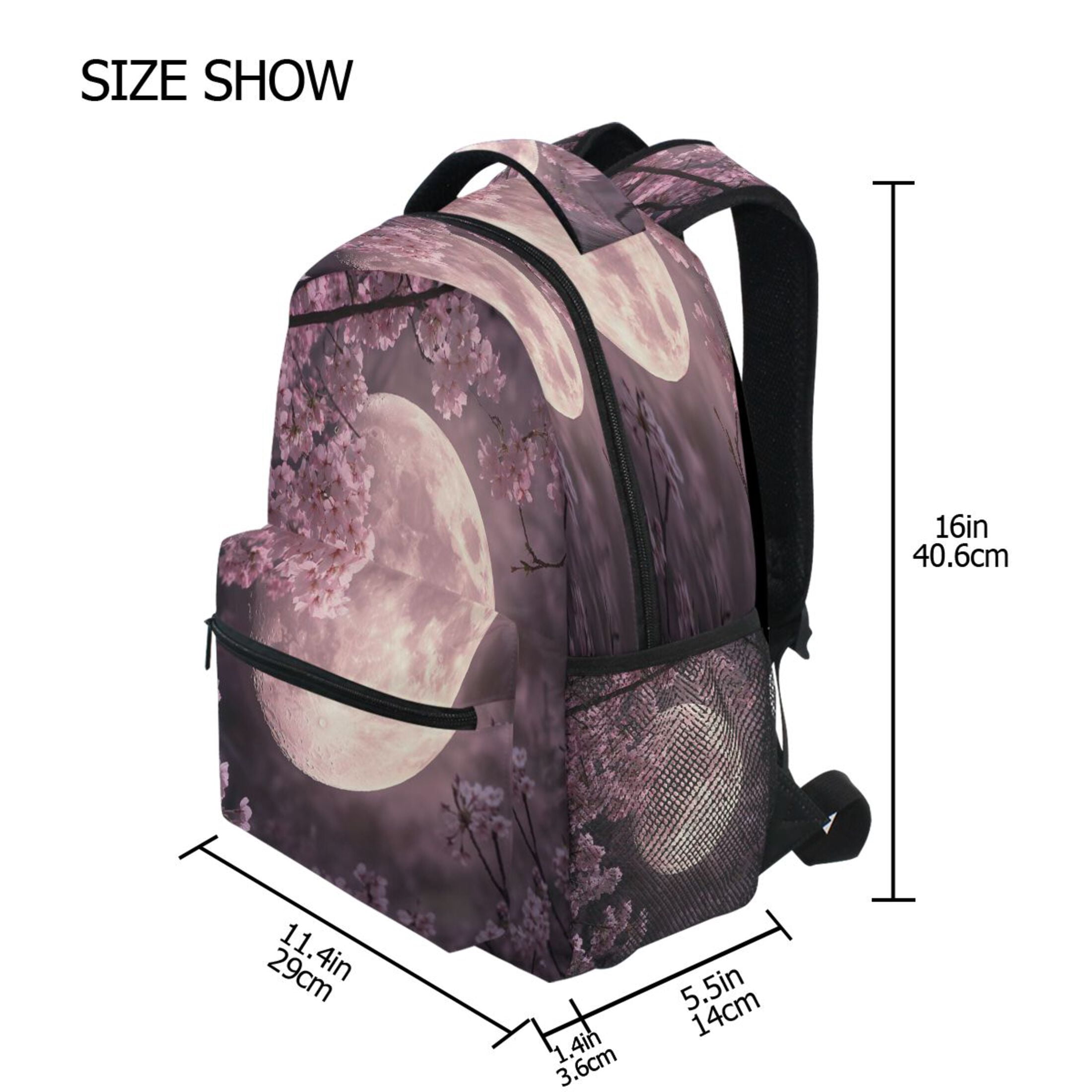 DIXRUYEE Backpack Schoolbag Cherry Blossom Moon Glow Pattern 15L/18L 2 ...
