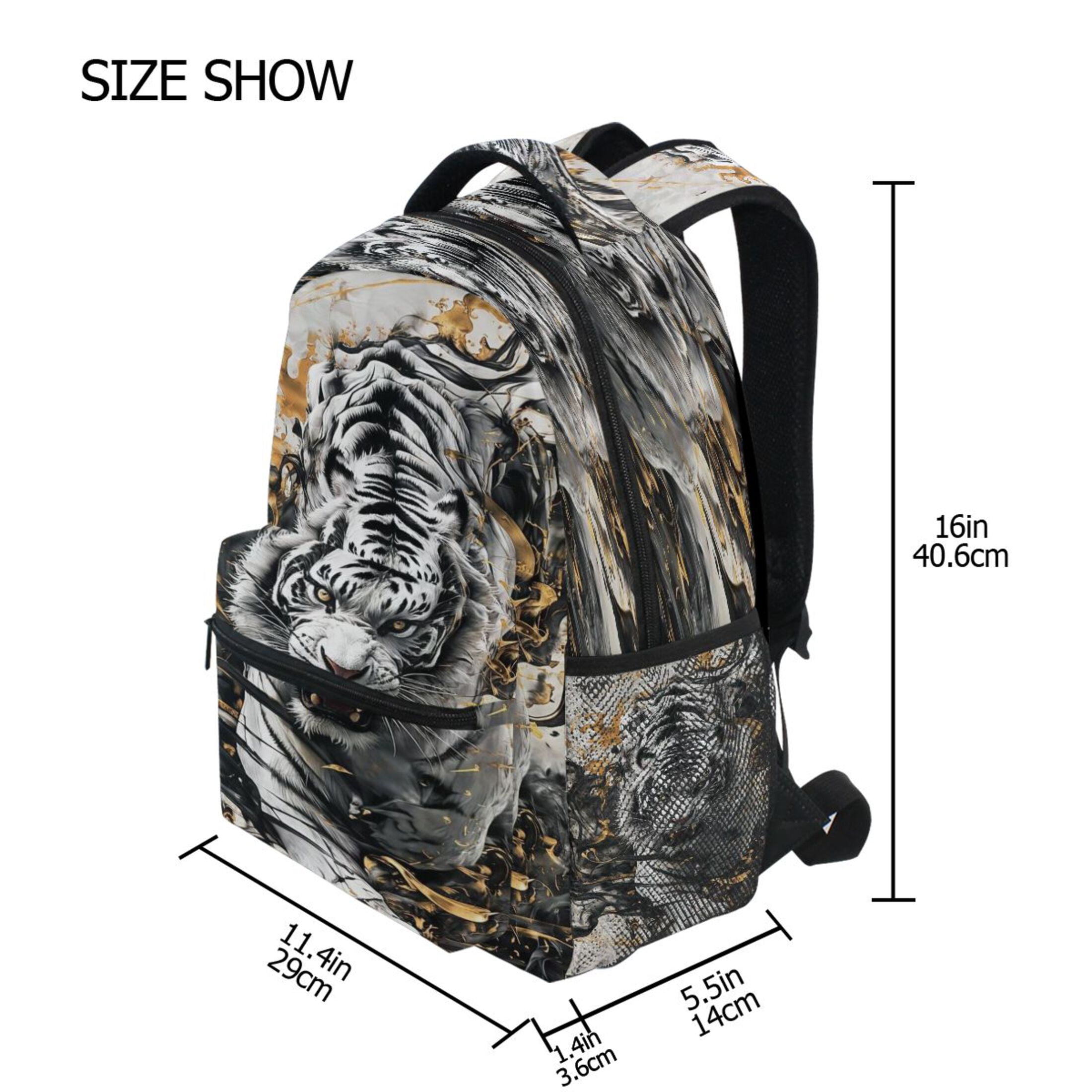 DIXRUYEE Backpack Schoolbag Emerald Storm Tiger Pattern 15L/18L 2-SIZE ...
