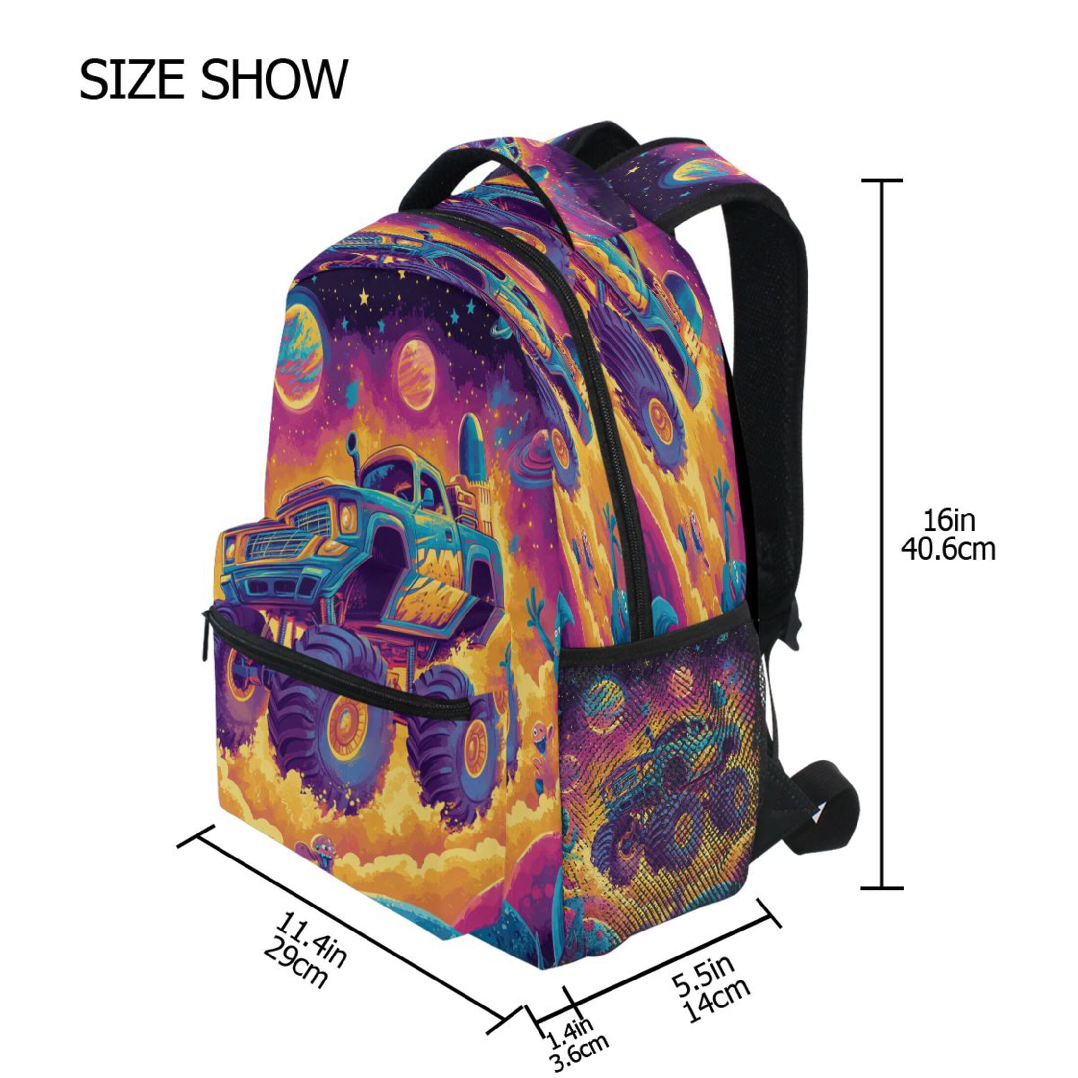 DIXRUYEE Backpack Schoolbag Galactic Monster Adventure Pattern 15L/18L ...