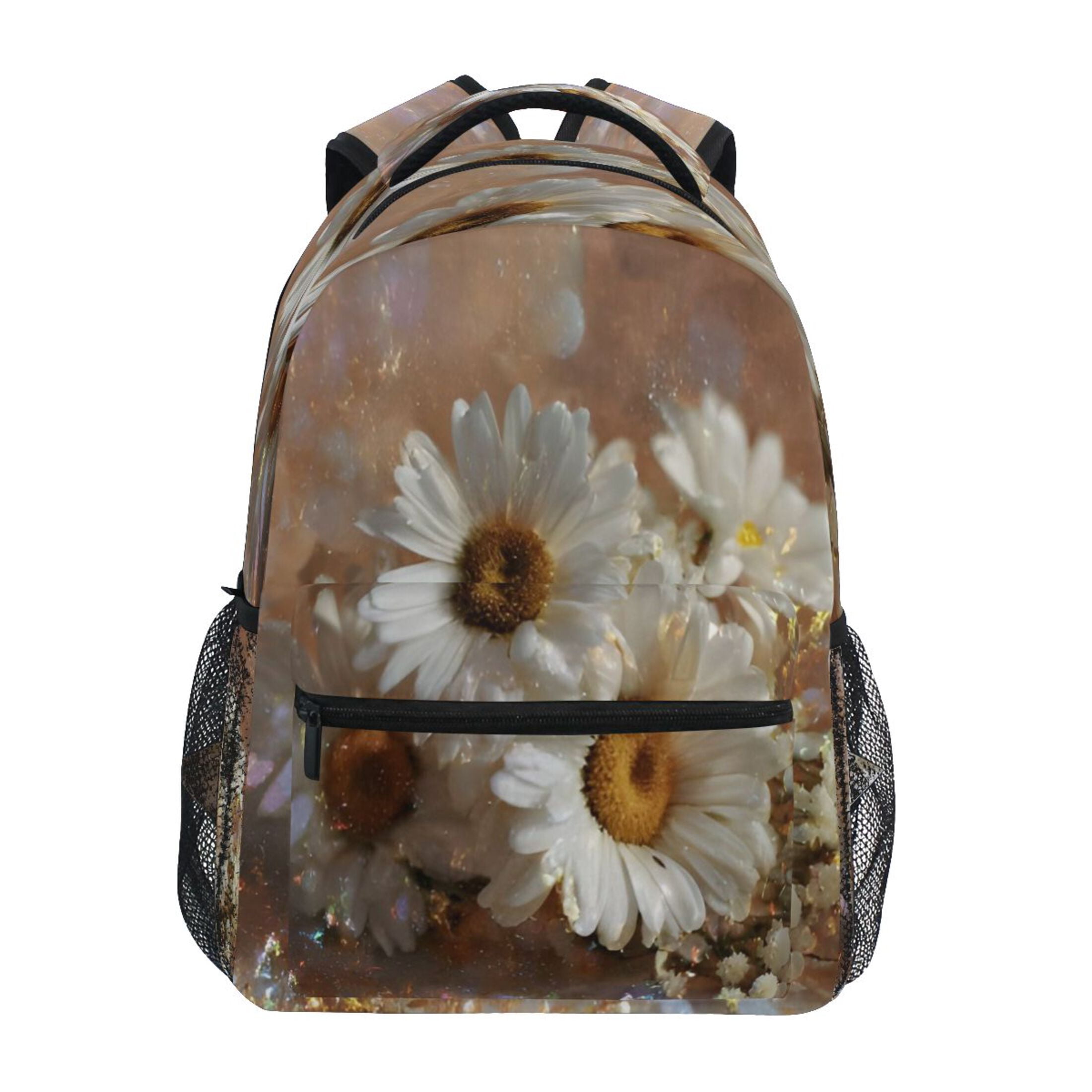 DIXRUYEE Backpack Schoolbag Glittery Daisies Pattern 15L/18L 2-SIZE ...
