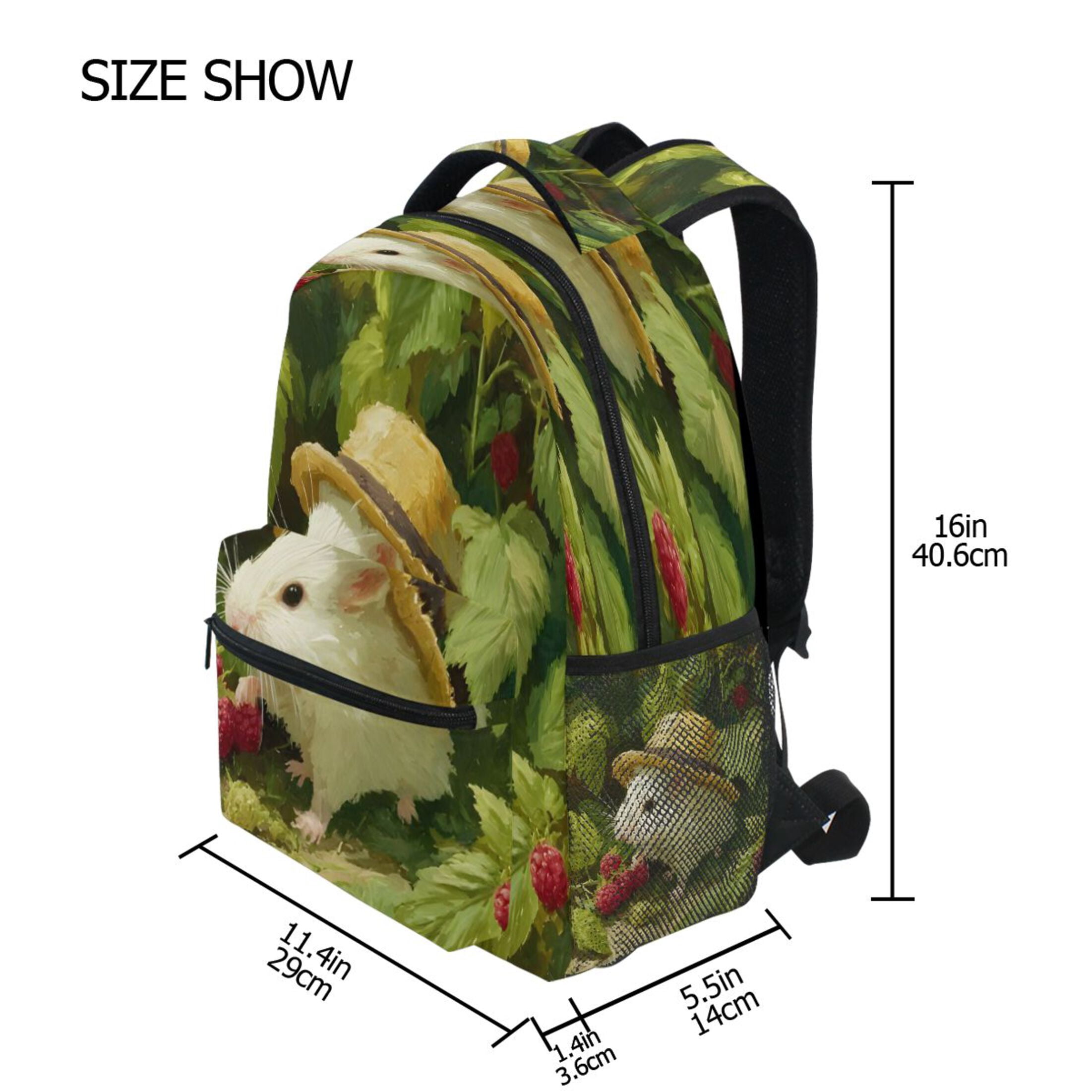 DIXRUYEE Backpack Schoolbag Hatted Guinea Pattern 15L/18L 2-SIZE ...