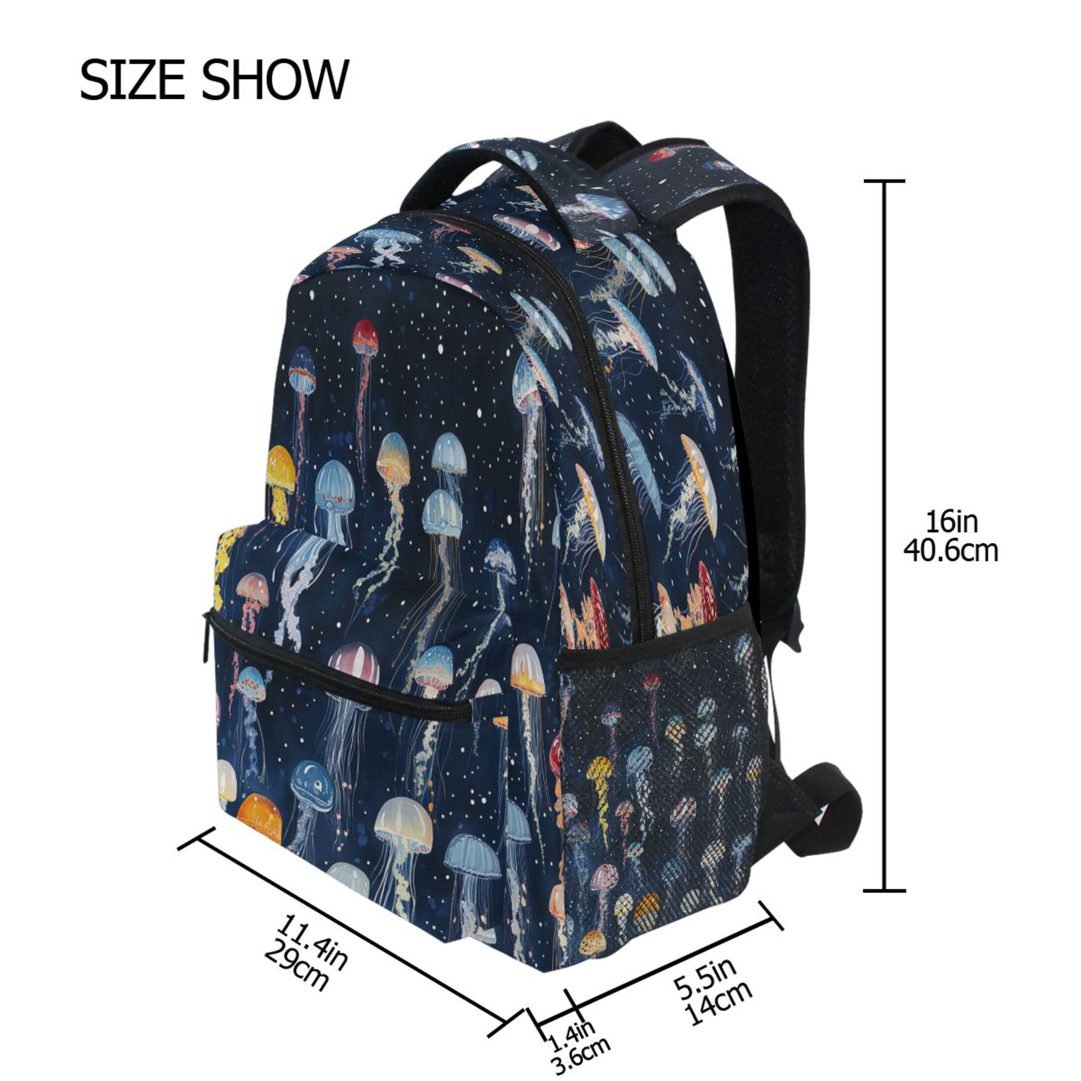 DIXRUYEE Backpack Schoolbag Jellyfish Night Parade Pattern 15L/18L 2 ...
