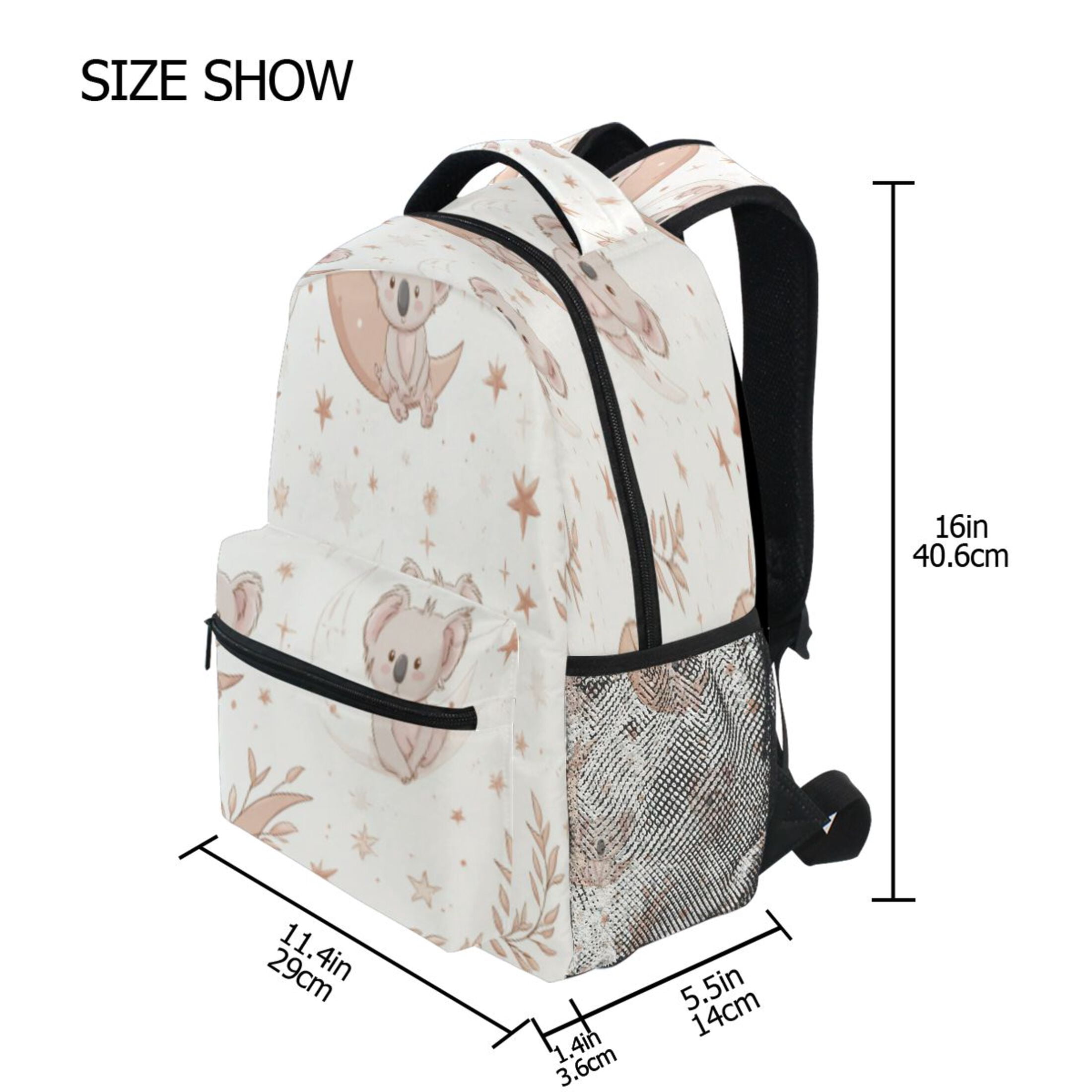 DIXRUYEE Backpack Schoolbag Koalas and Moonlight Beige Pattern 15L/18L ...