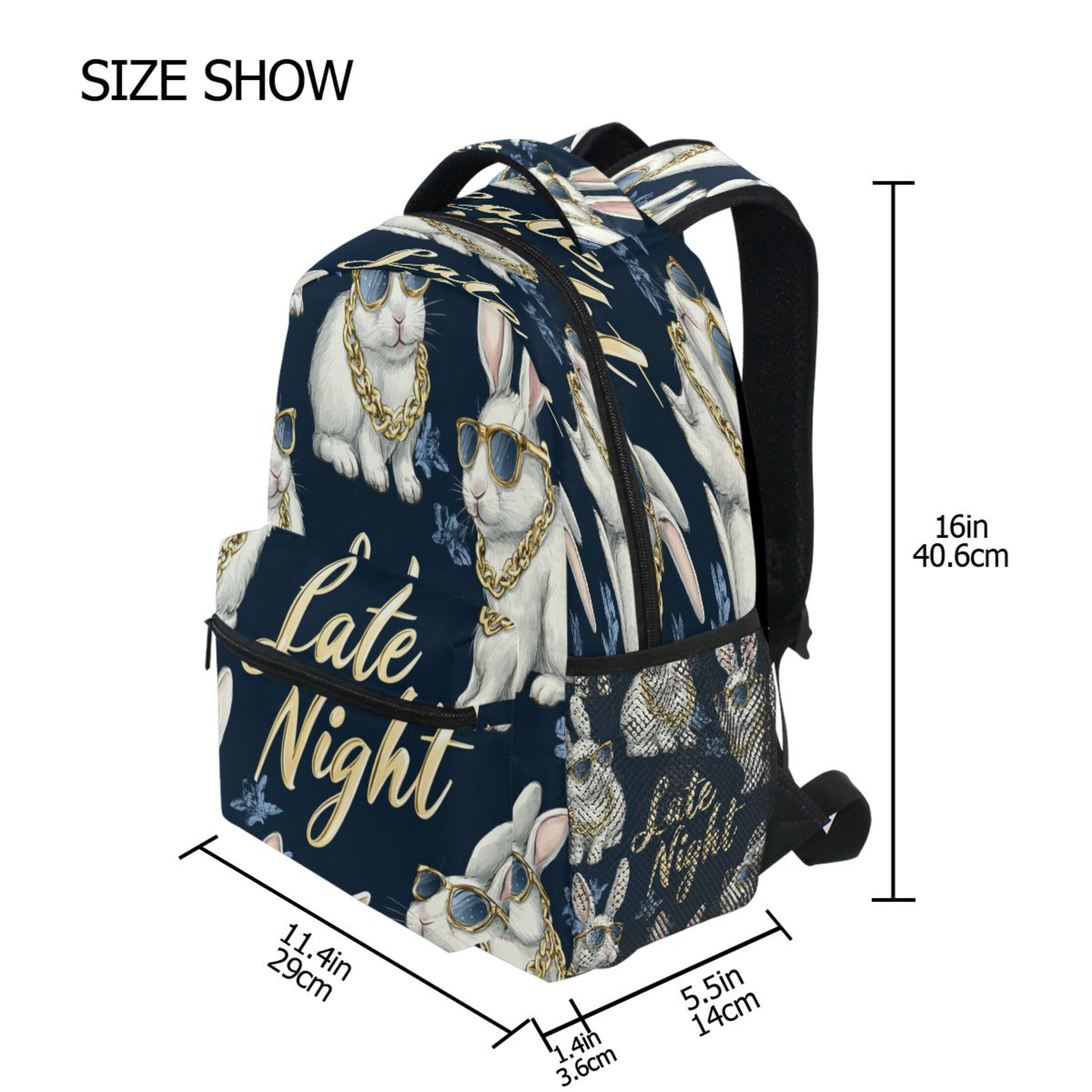 DIXRUYEE Backpack Schoolbag Late Night Vibes Pattern 15L/18L 2-SIZE ...