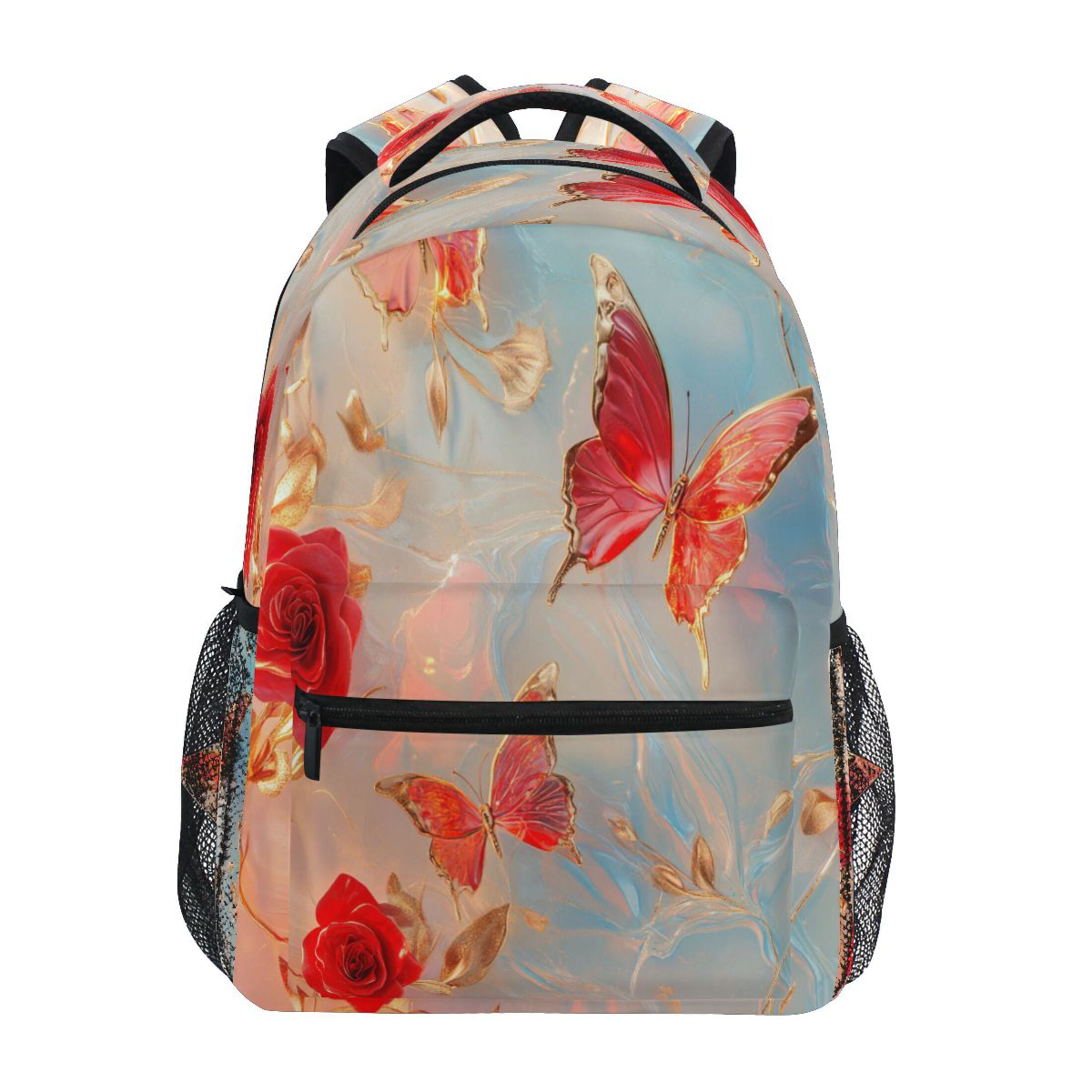 DIXRUYEE Backpack Schoolbag Midjourney_ffyy4_3d_art_red_butterflies_and ...
