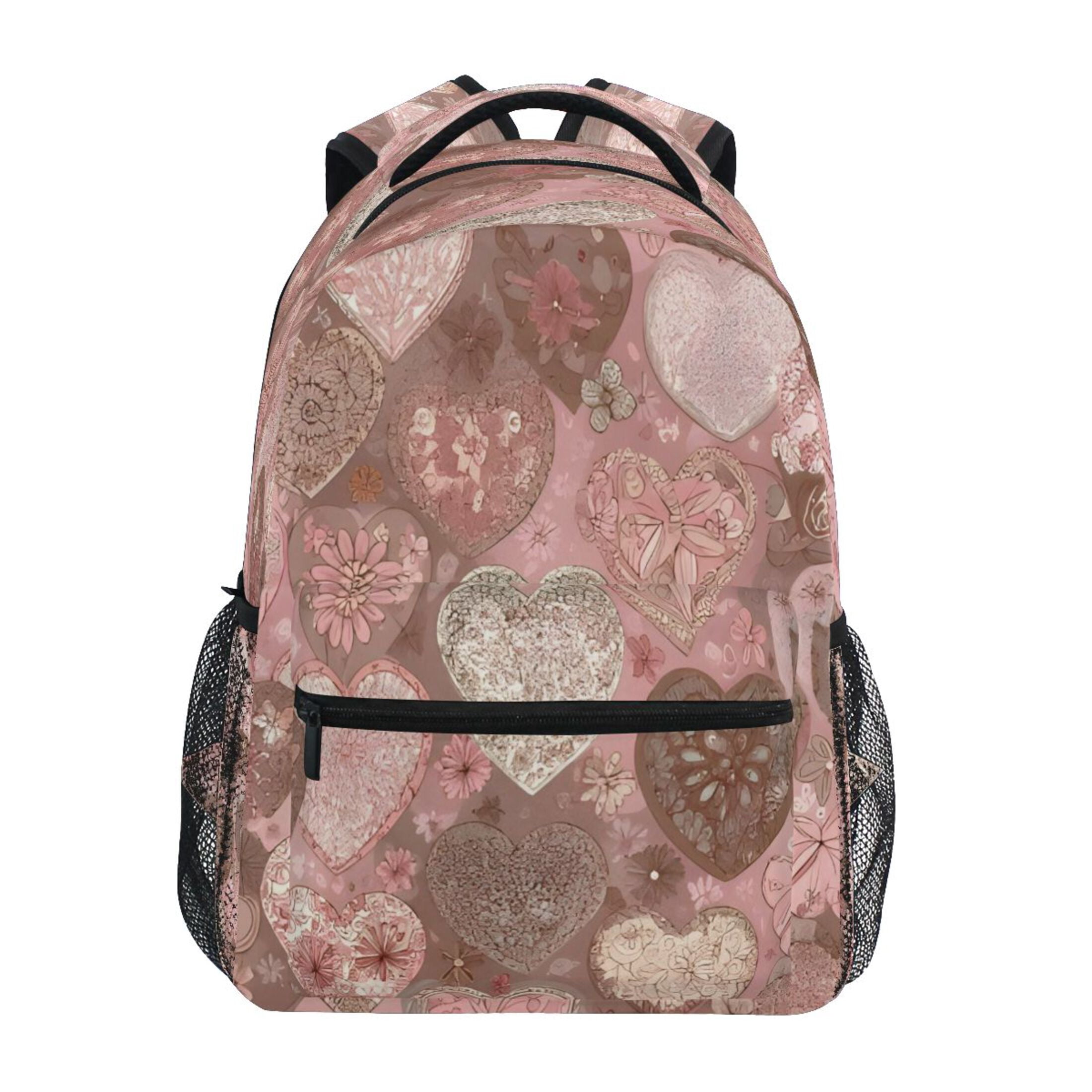 DIXRUYEE Backpack Schoolbag Pastel Textured Heart Collage Pattern 15L ...