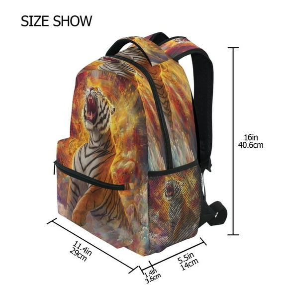 DIXRUYEE Backpack Schoolbag Powerful Tiger Roaring Pattern 15L/18L 2 ...