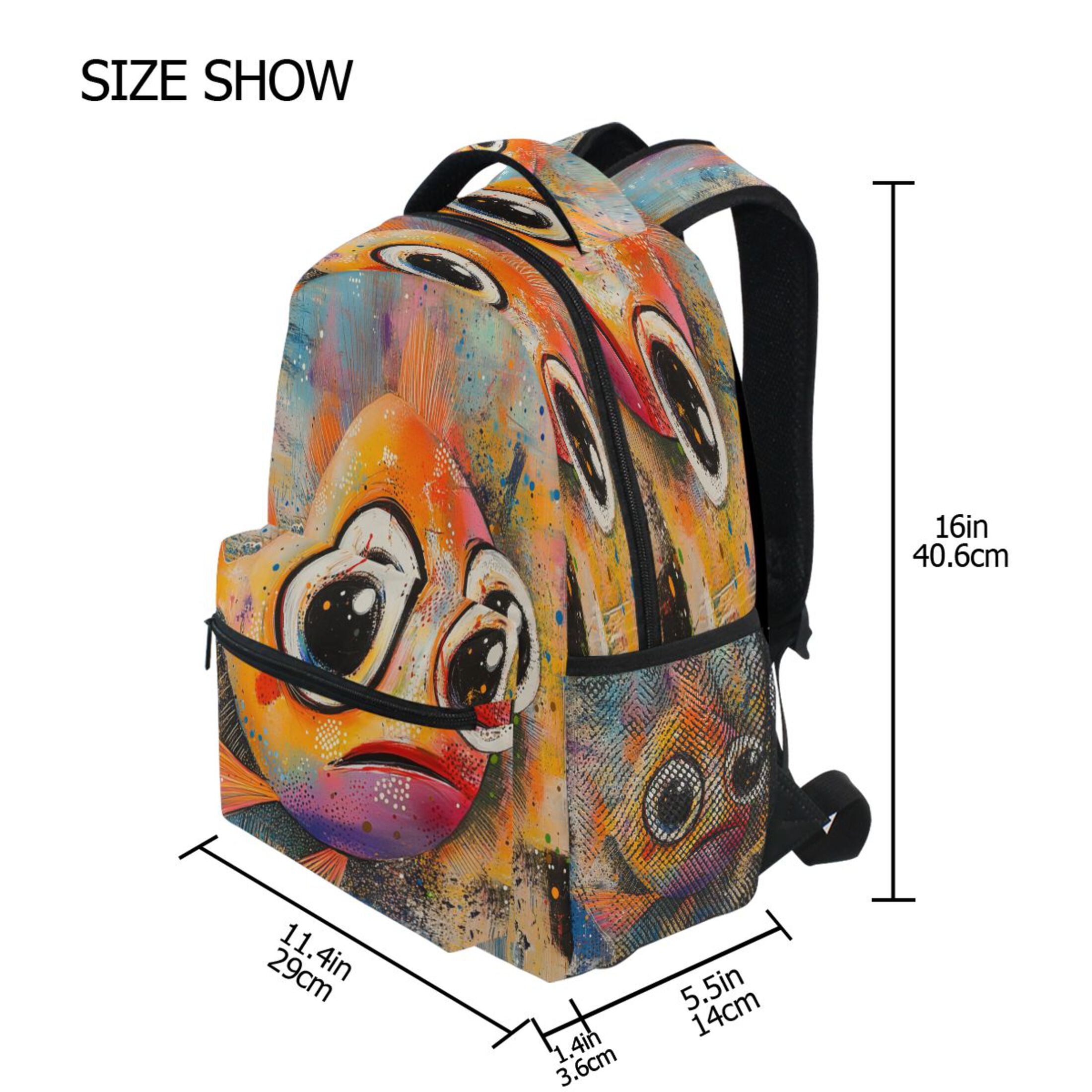 DIXRUYEE Backpack Schoolbag Sad Gills Pattern 15L/18L 2-SIZE - Walmart.com