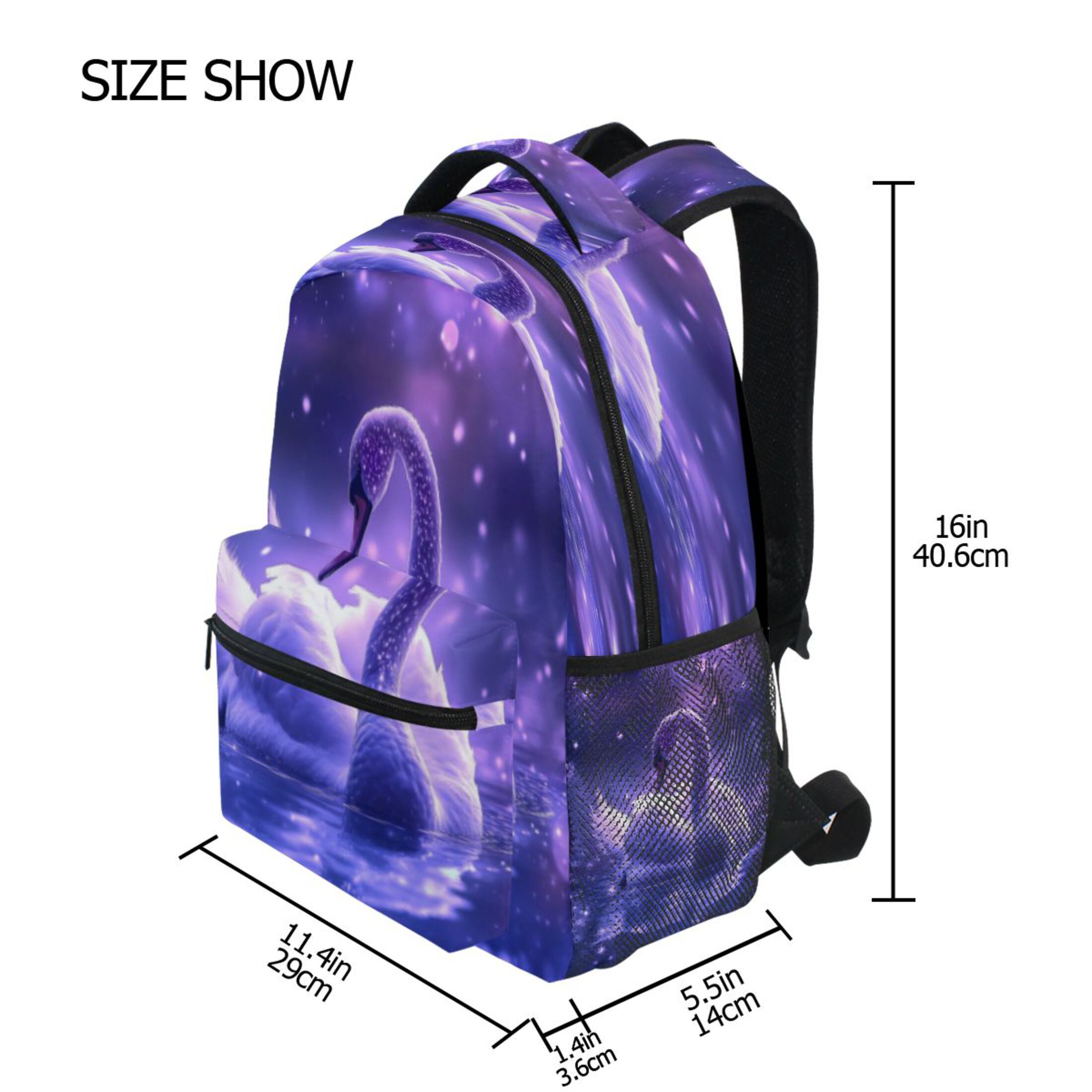 DIXRUYEE Backpack Schoolbag Serene Swan Pattern 15L/18L 2-SIZE ...