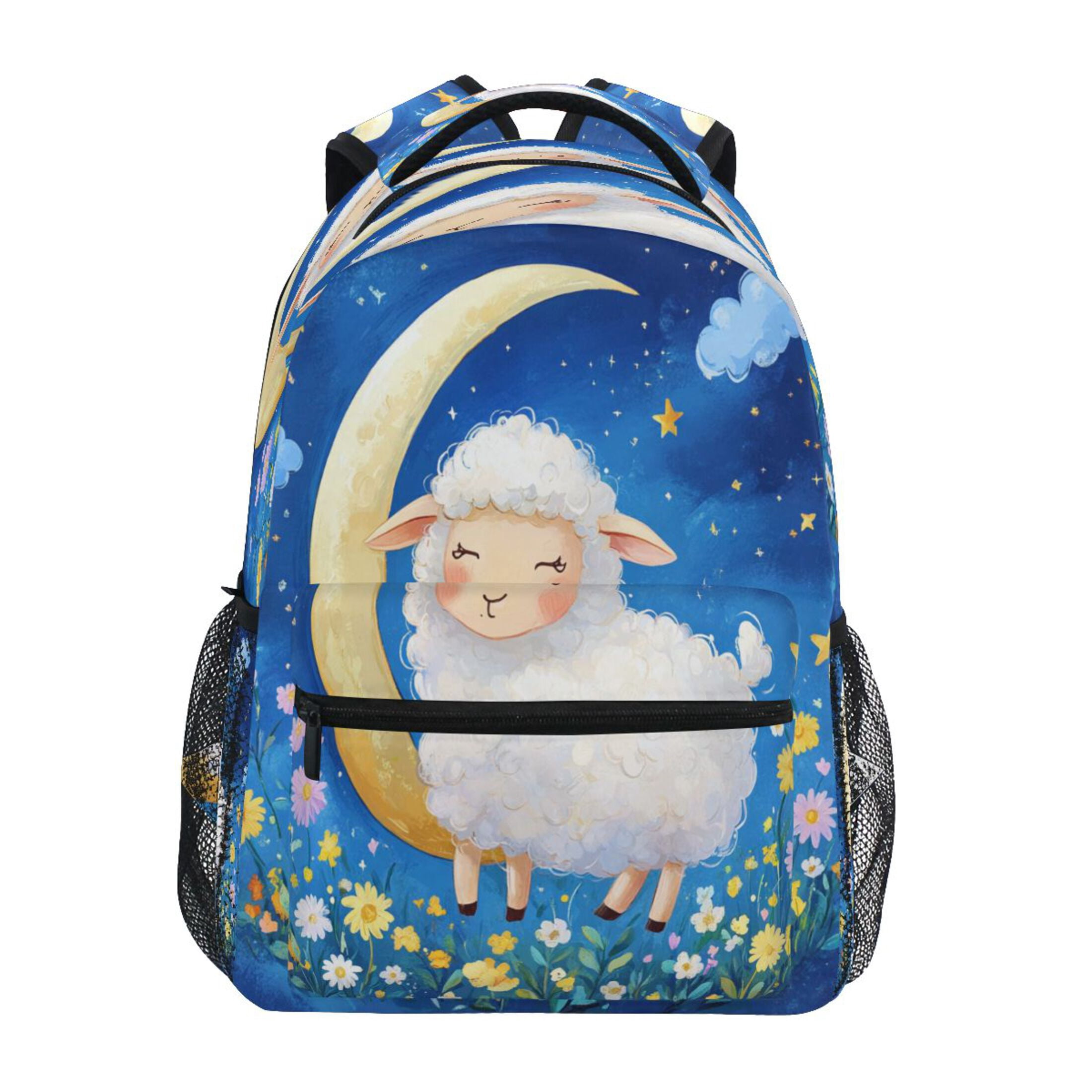 DIXRUYEE Backpack Schoolbag Sheep on A Crescent Moon Pattern 15L/18L 2 ...