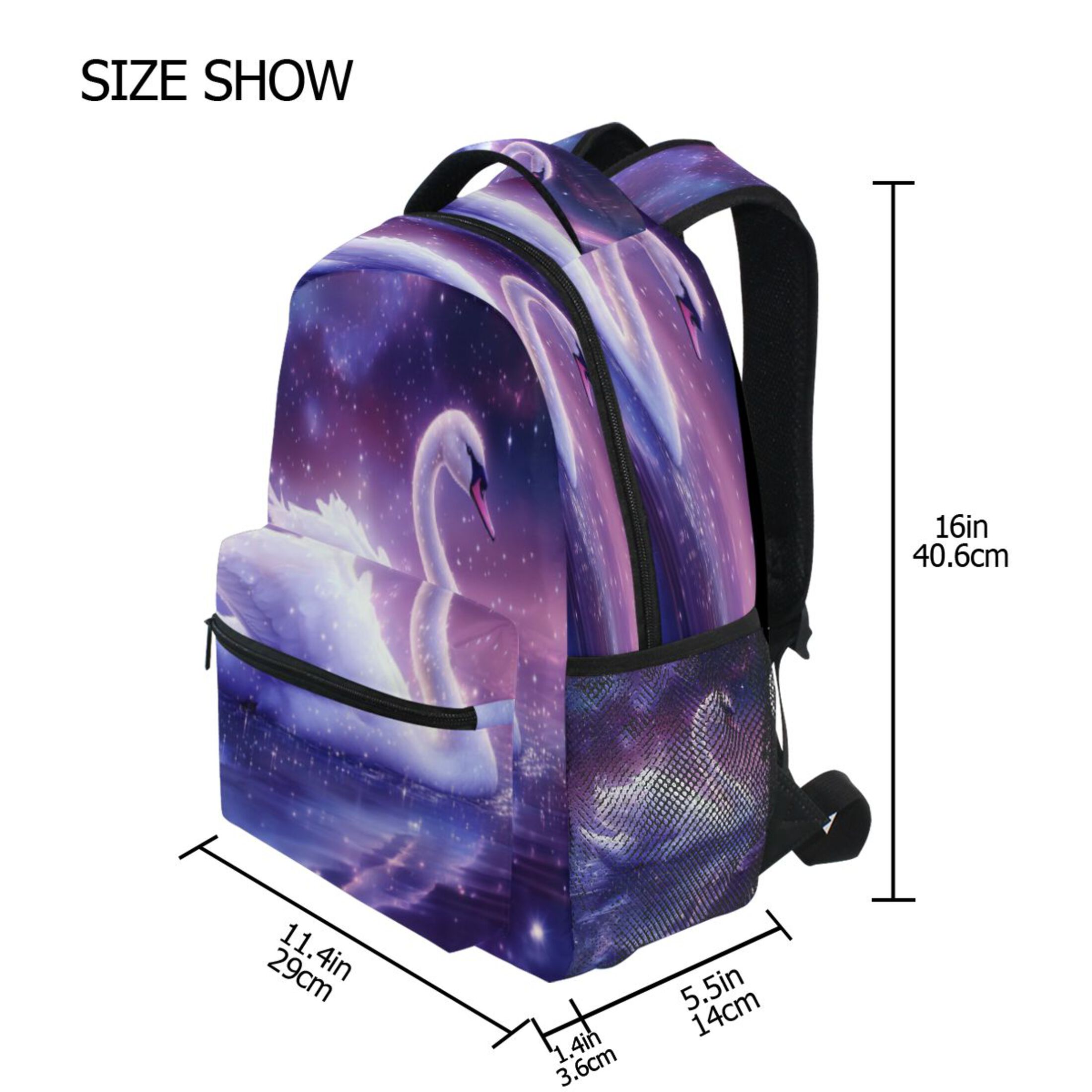 DIXRUYEE Backpack Schoolbag Starry Night Swan Pattern 15L/18L 2-SIZE ...