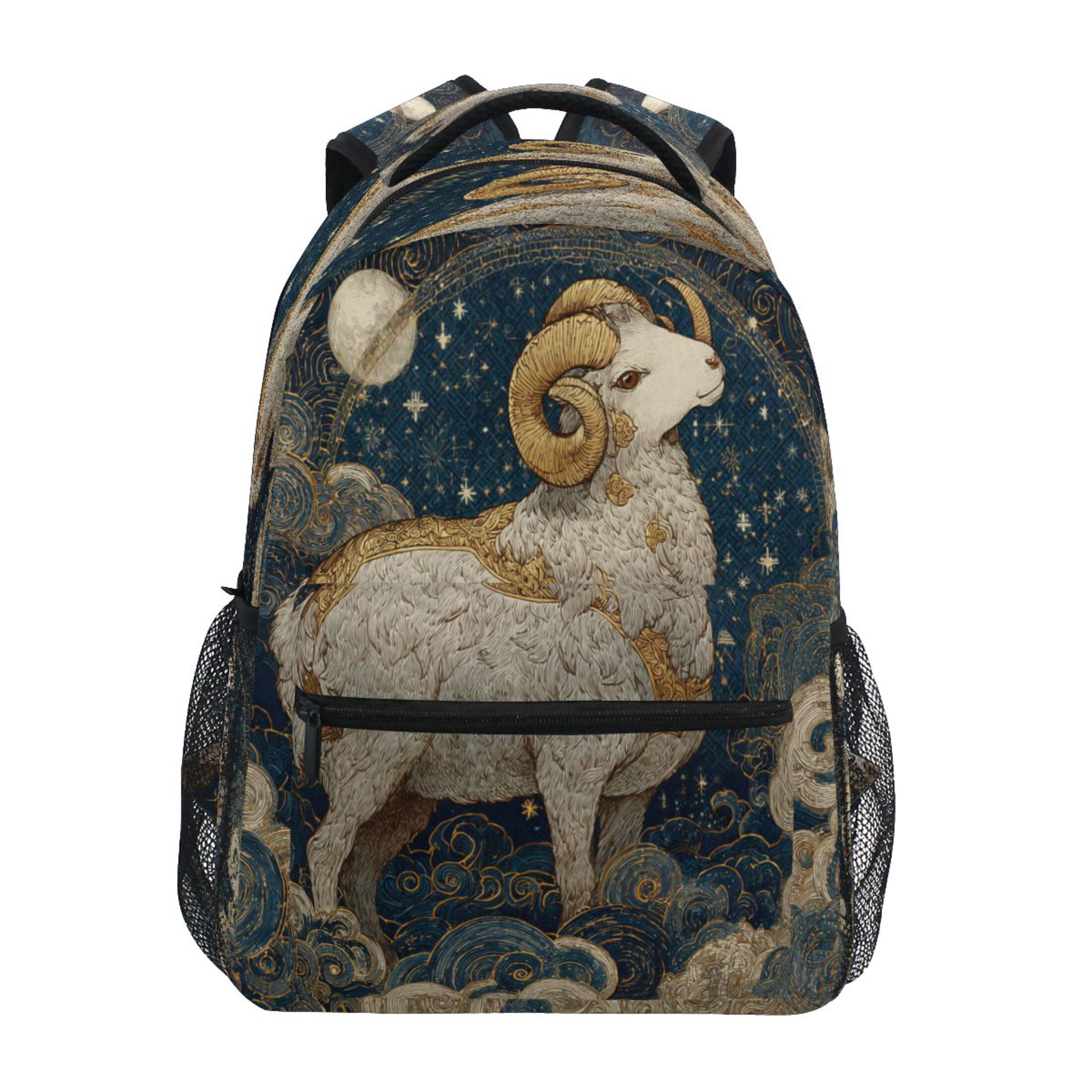 DIXRUYEE Backpack Schoolbag Stellar Ornate Ram Pattern 15L/18L 2-SIZE ...