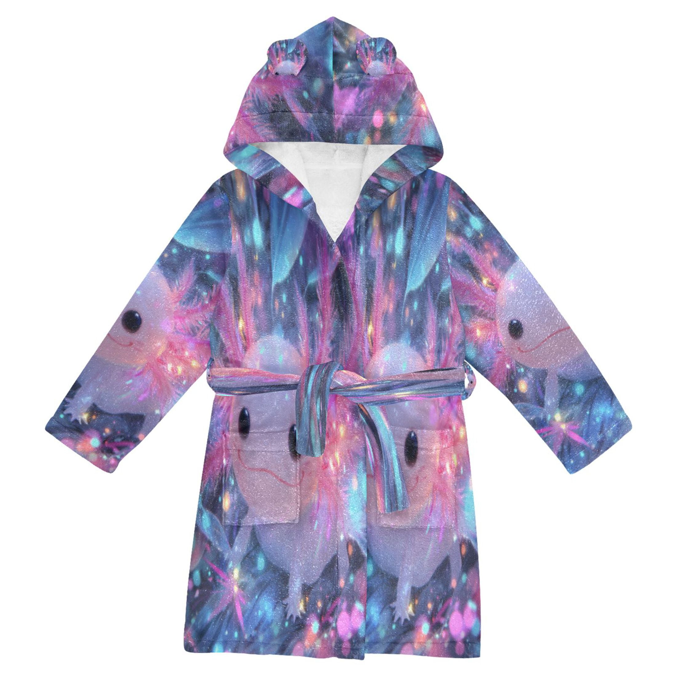 DIXRUYEE Bathrobes Belt Hooded Axolotl in Sparkle Creative Pattern - Walmart.com