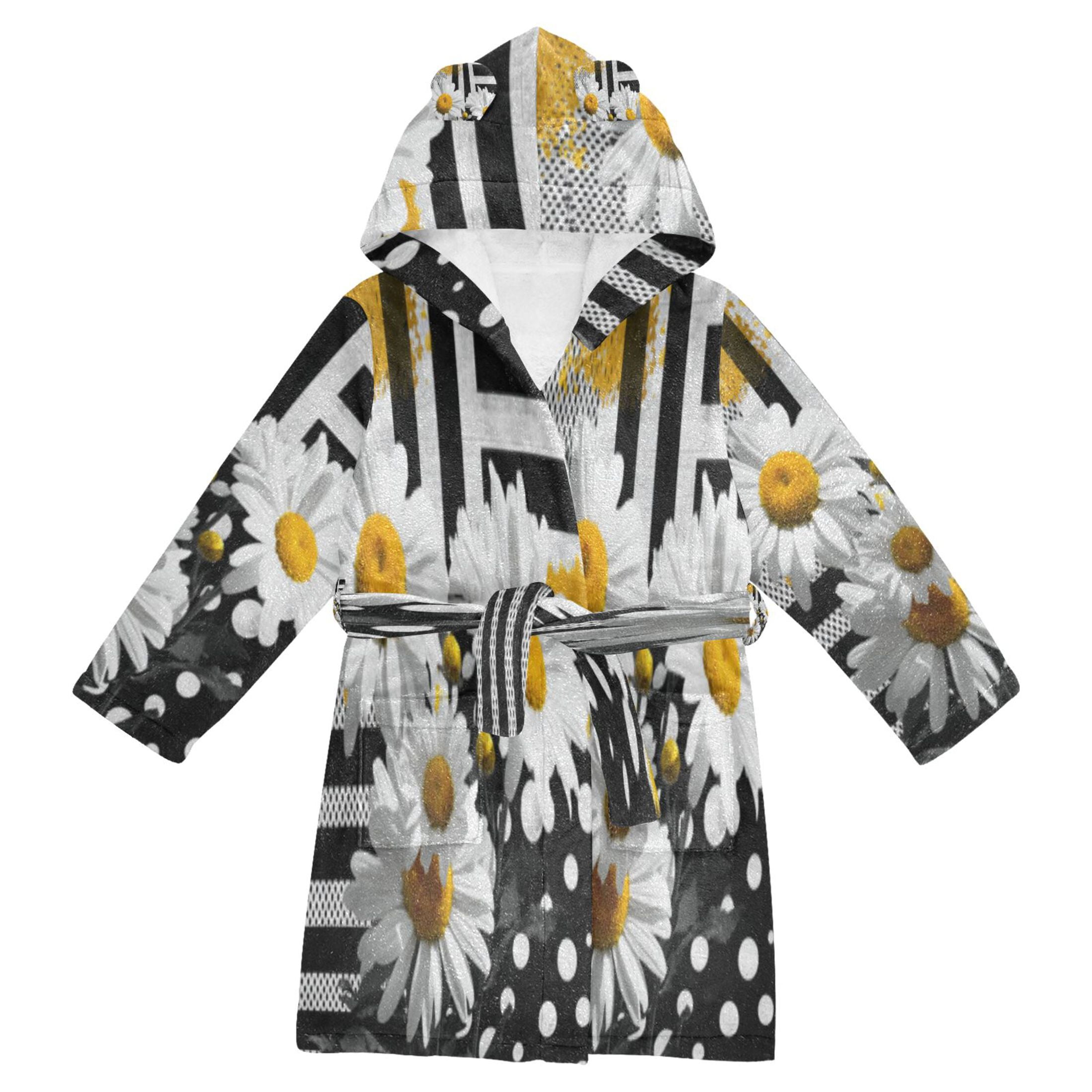 DIXRUYEE Bathrobes Belt Hooded Daisies & Dots Creative Pattern - Walmart.com