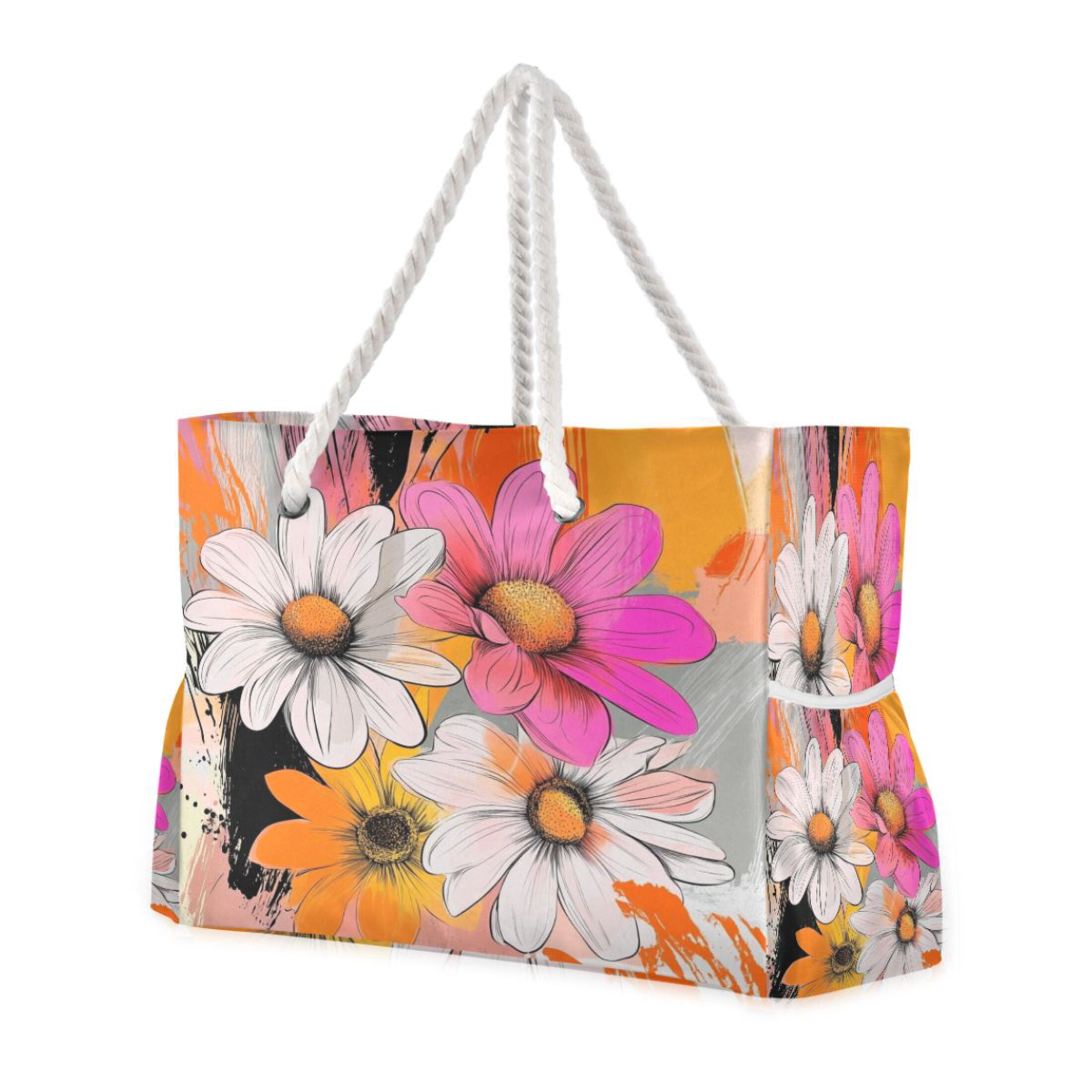 DIXRUYEE Beach Cooler Travel Tote Bags Beach Bag Fashion Blossom Burst ...