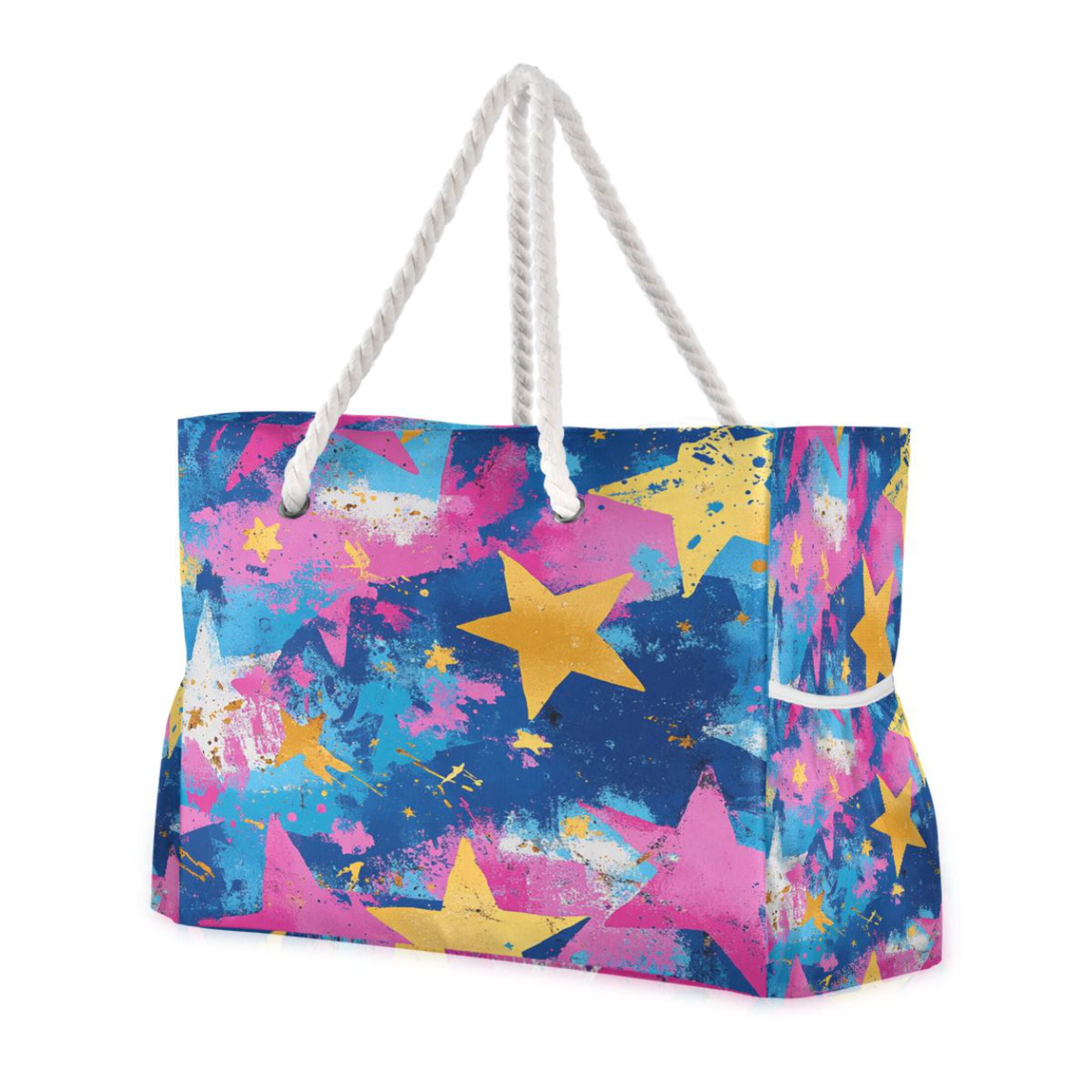 DIXRUYEE Beach Cooler Travel Tote Bags Beach Bag Fashion Cosmic Blast ...