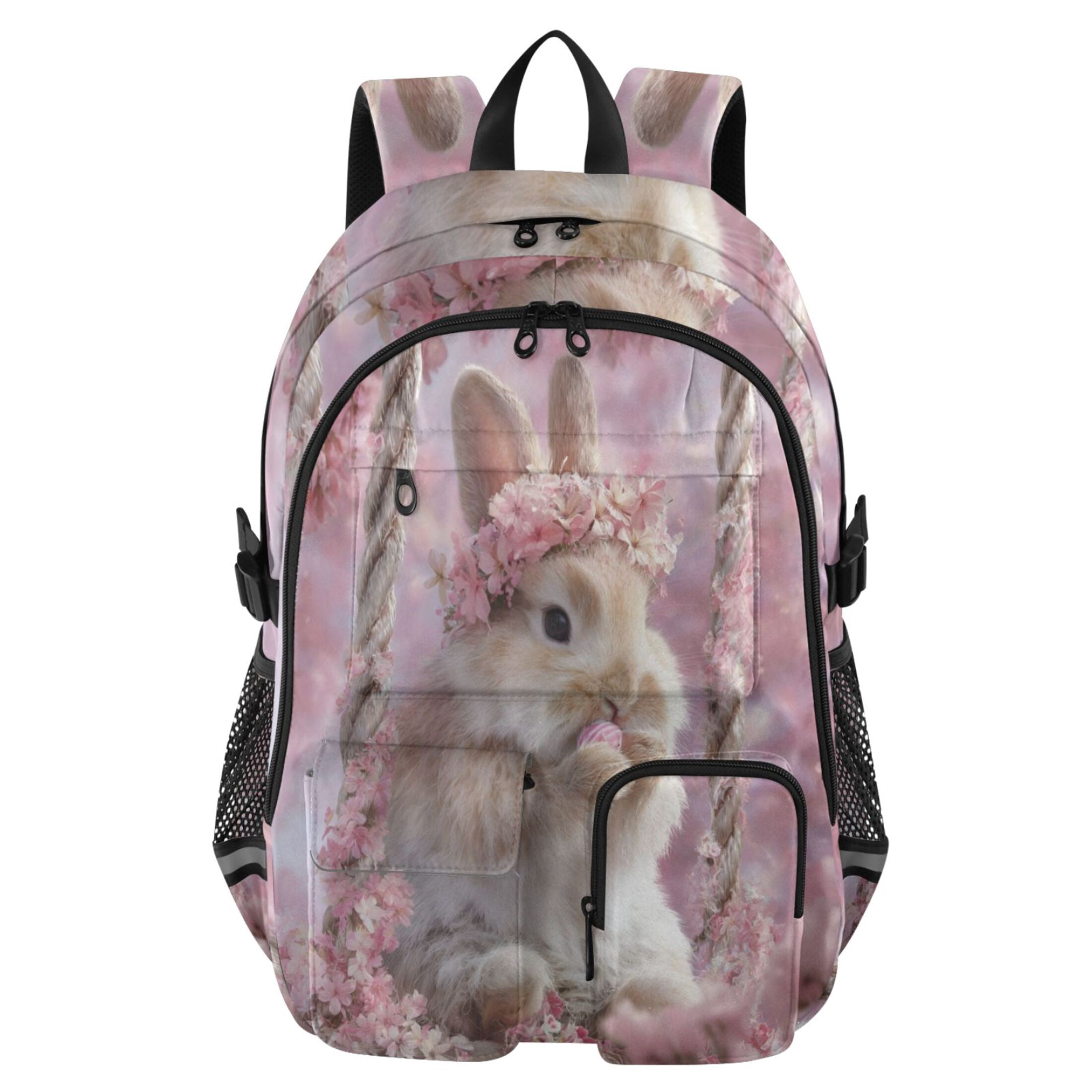 DIXRUYEE Blossom Swing Bunny Backpack for School 14”Laptop Compatible ...
