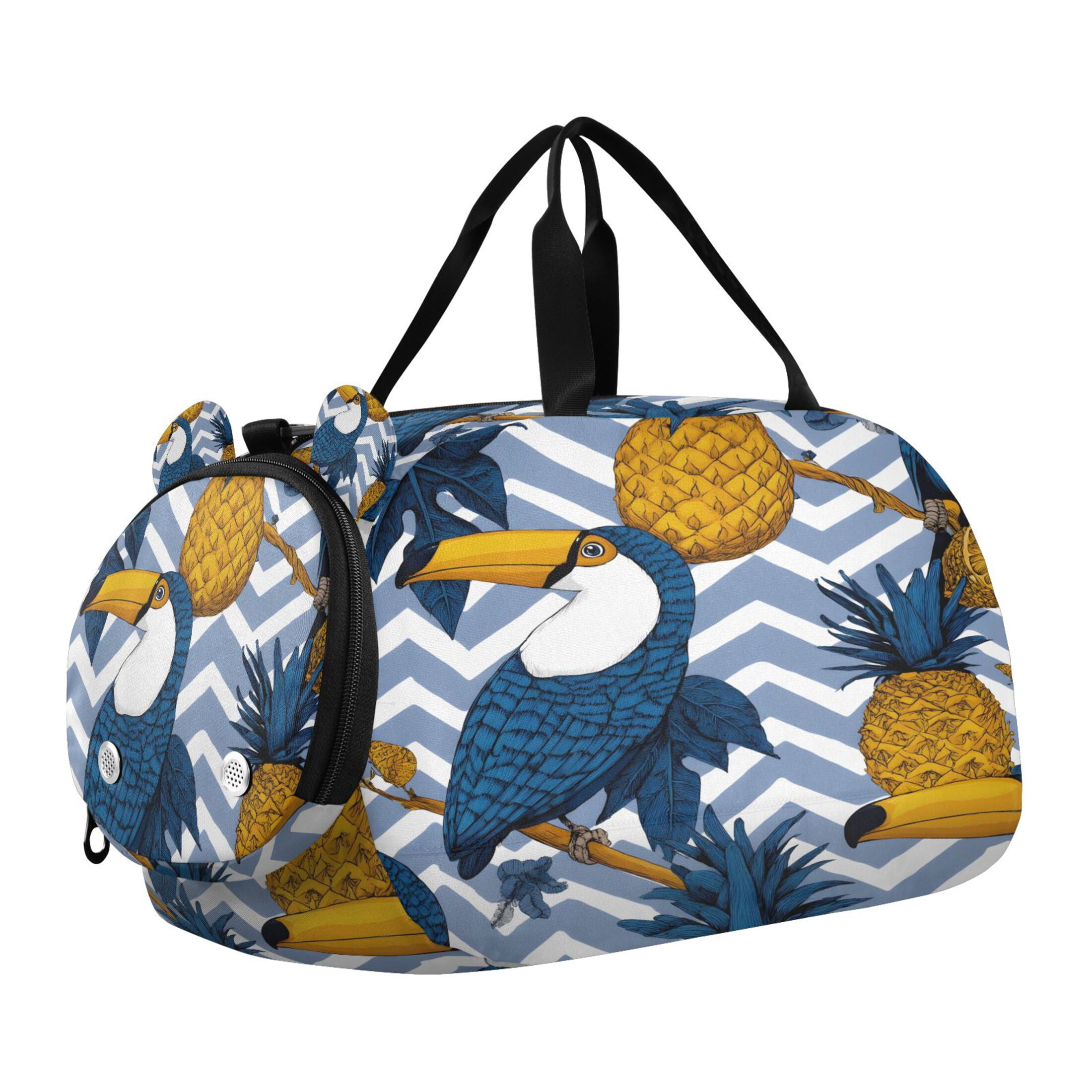 DIXRUYEE Blue Toucan Pineapple Pattern Scale Duffel Bag With Ventilated ...