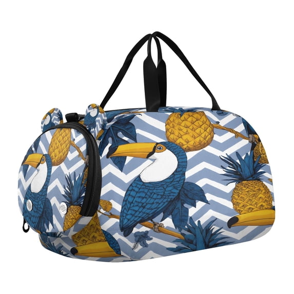 DIXRUYEE Blue Toucan Pineapple Pattern Scale Duffel Bag With Ventilated ...