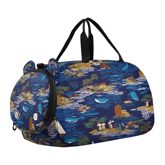 DIXRUYEE Blue Whale Pattern Scale Duffel Bag With Ventilated Shoe ...
