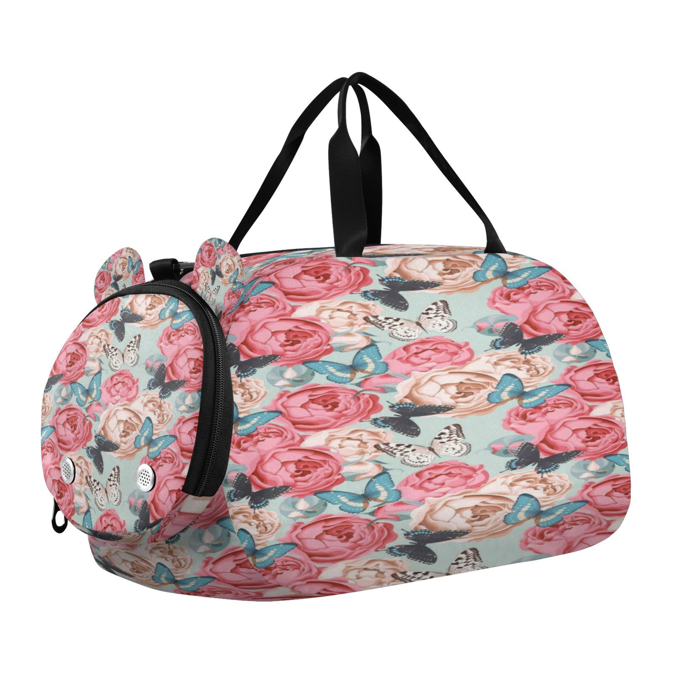 DIXRUYEE Blush Rose Tapestry Scale Duffel Bag With Ventilated Shoe ...