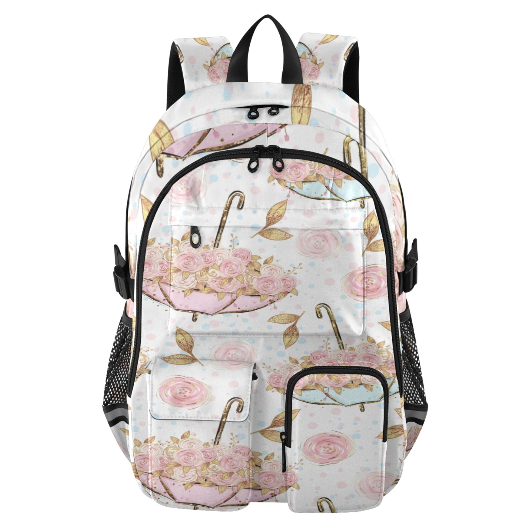 DIXRUYEE Blush Umbrella Garden Backpack for School 14”Laptop Compatible ...