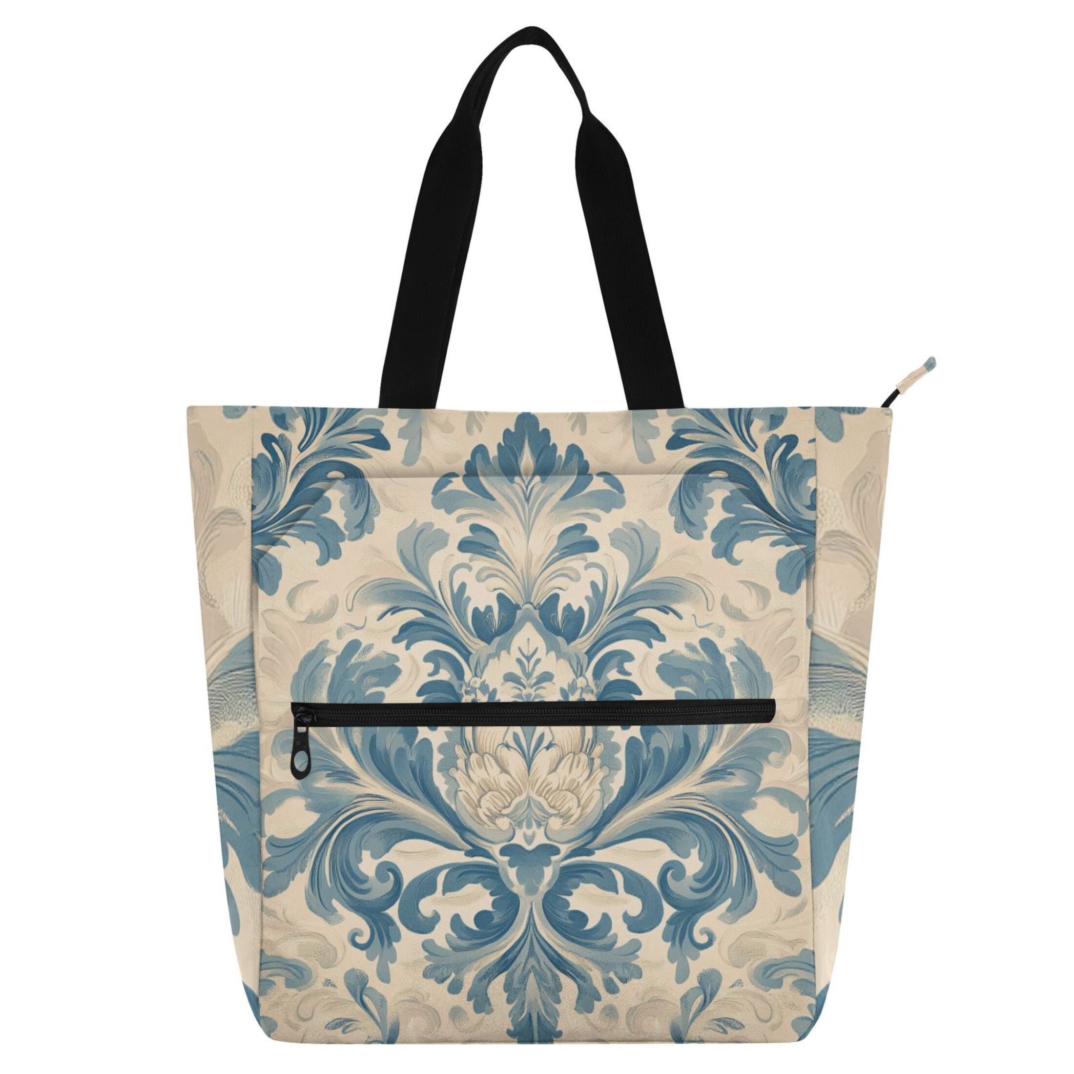DIXRUYEE Book Tote Bag Casual Style Creatively Classic Indigo Scroll ...