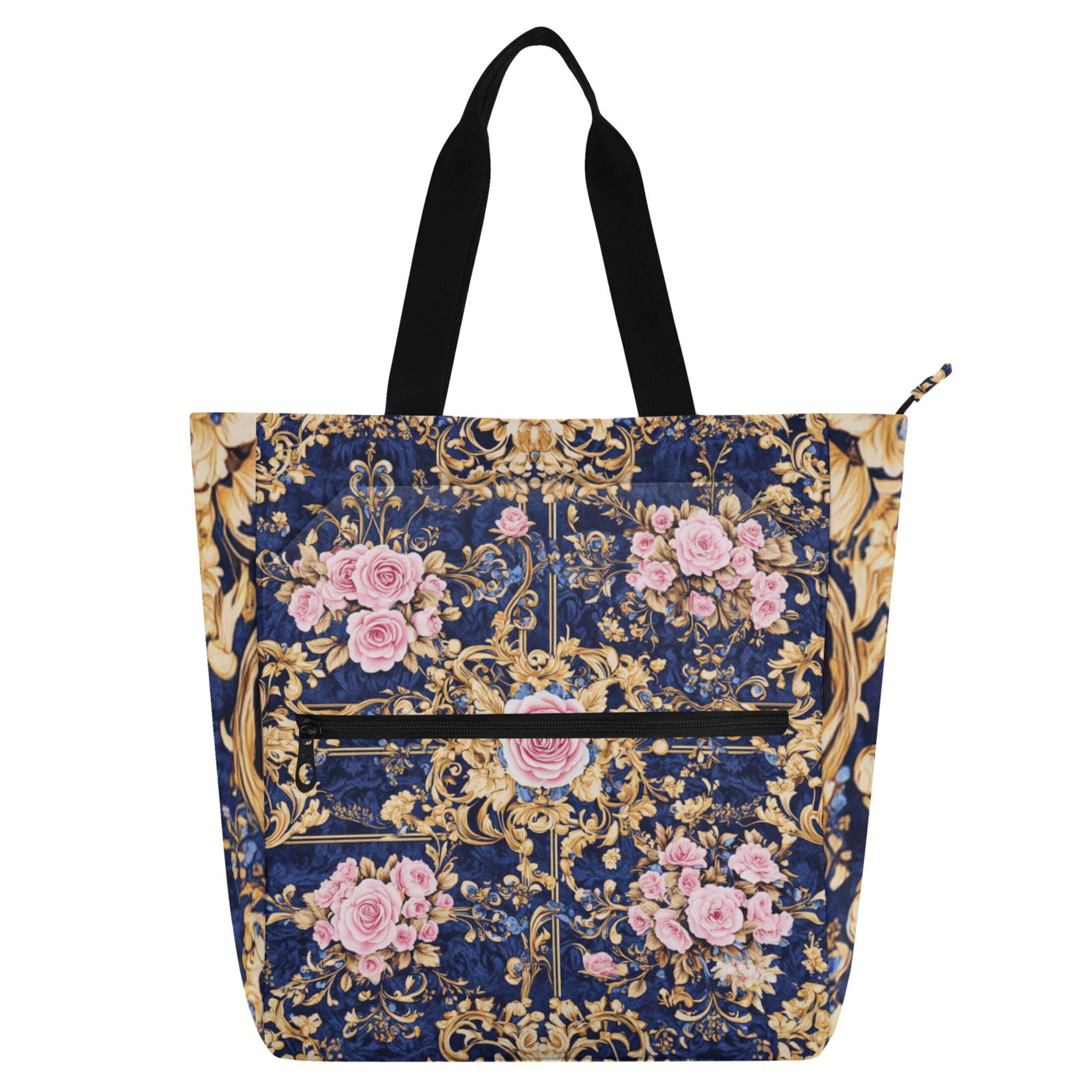DIXRUYEE Book Tote Bag Casual Style Creatively Floral Damask Printed ...