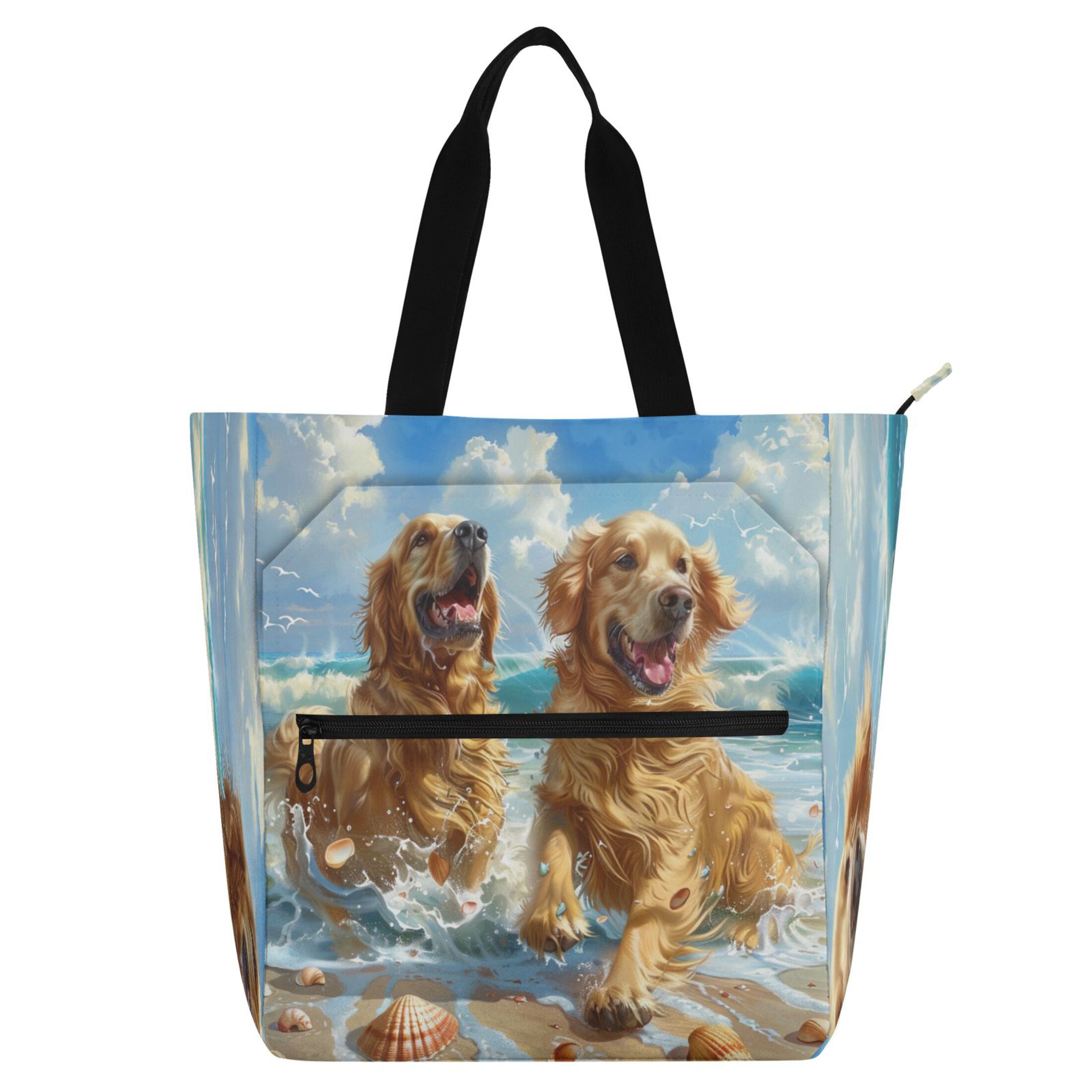 DIXRUYEE Book Tote Bag Casual Style Creatively Golden Waves Of Joy ...
