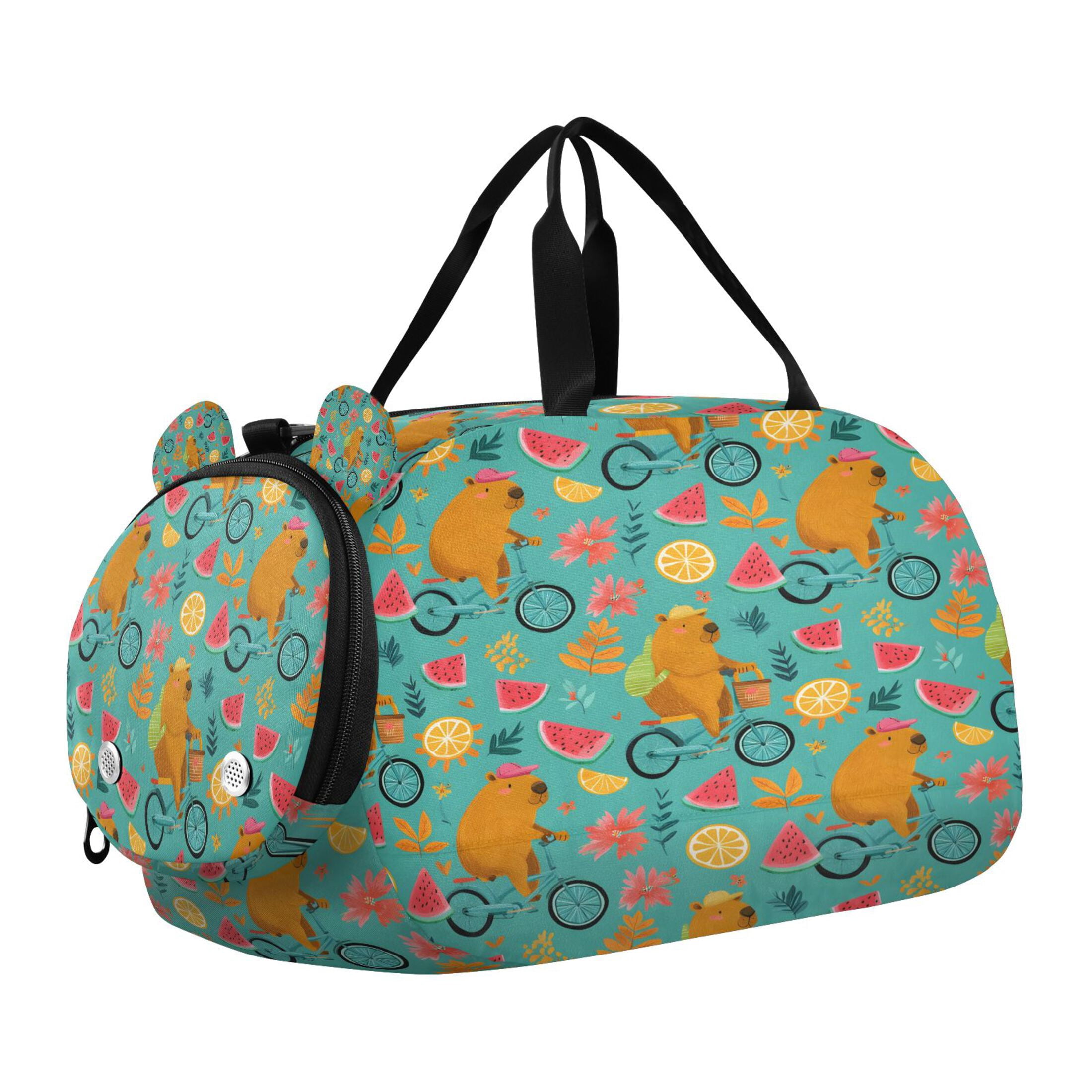 DIXRUYEE Capybara Bicycle Pattern Scale Duffel Bag With Ventilated Shoe ...