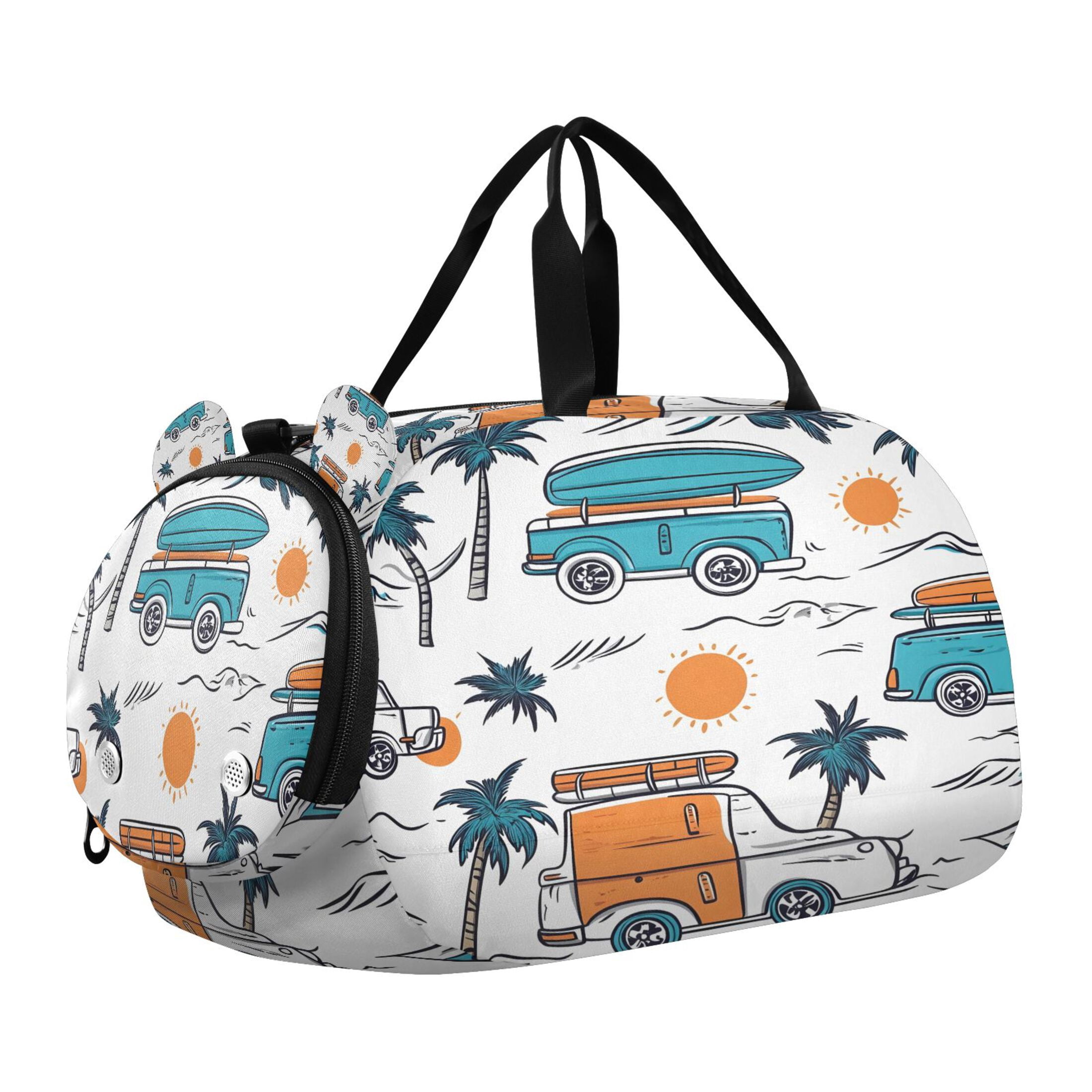 DIXRUYEE Cartoon Car Sun Palm Pattern Scale Duffel Bag With Ventilated ...