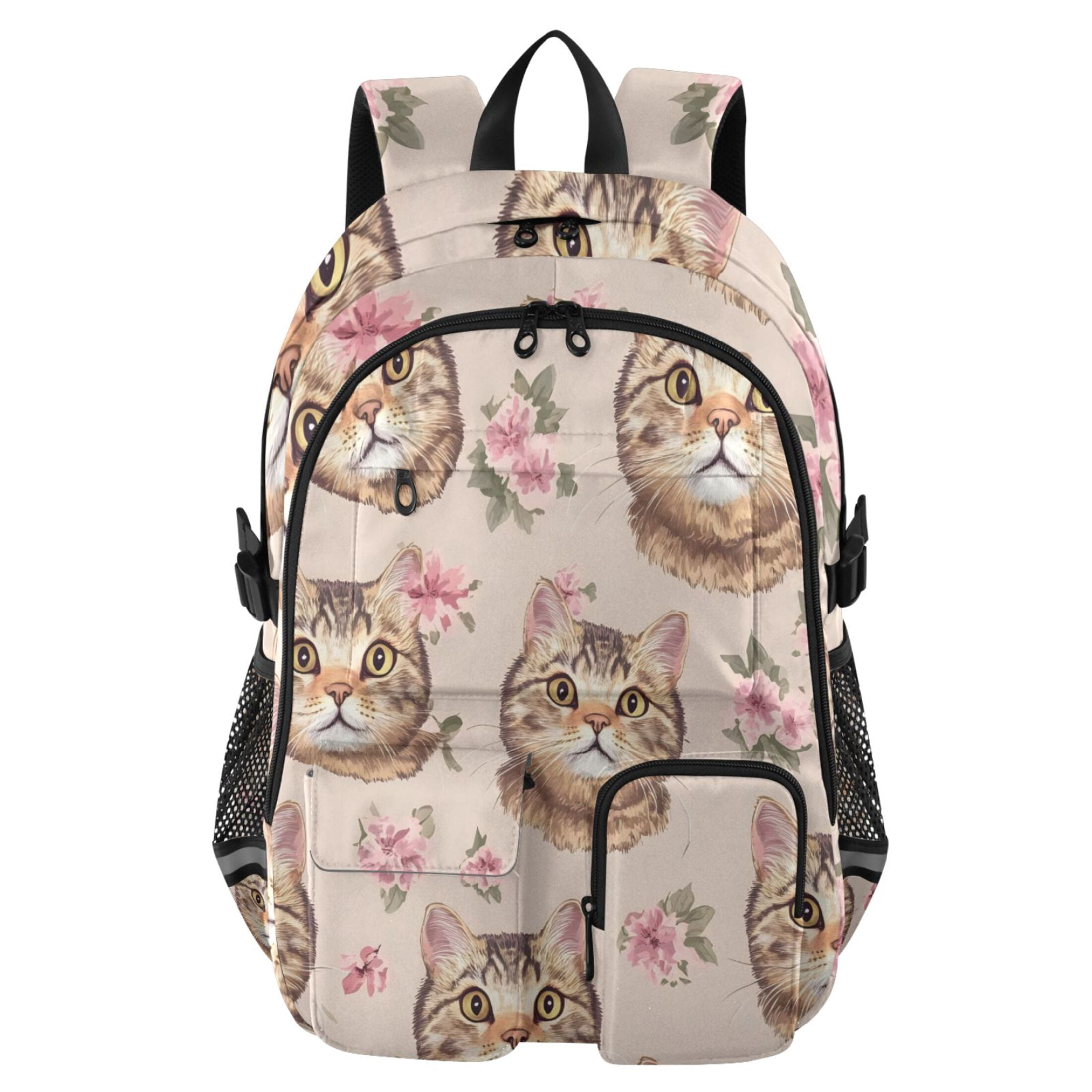 DIXRUYEE Cat Face Pattern Backpack for School 14”Laptop Compatible with ...