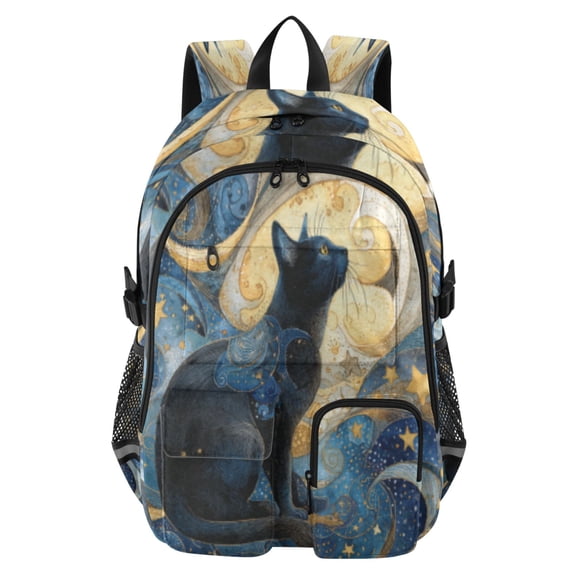 DIXRUYEE Celestial Cat in A Swirling Night Sky Backpack for School 14 ...