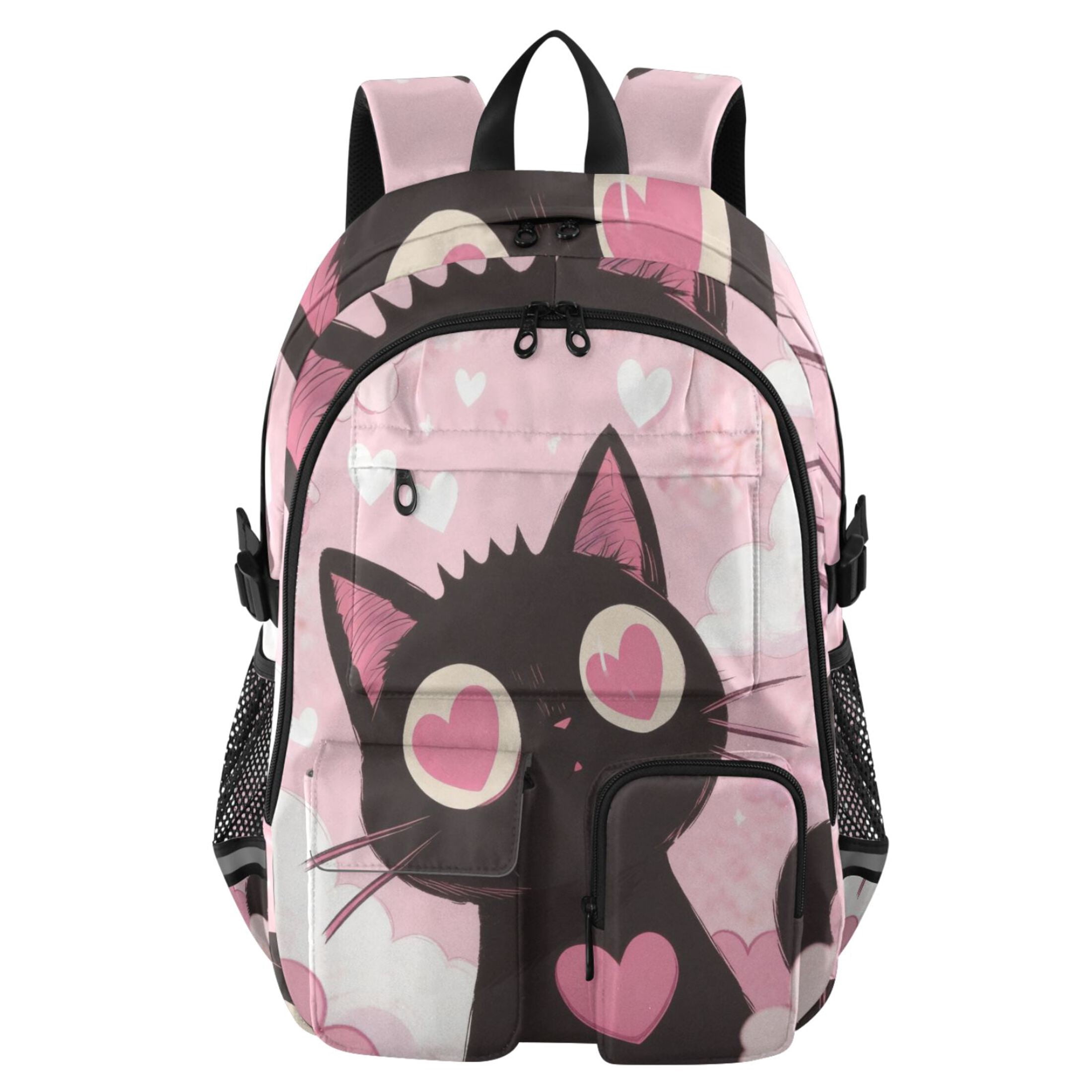 DIXRUYEE Cherry Blossom Cat Backpack for School 14”Laptop Compatible ...
