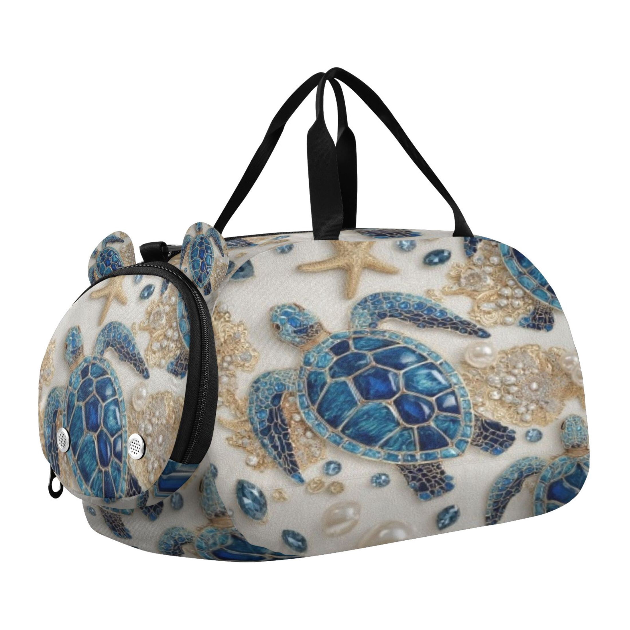 DIXRUYEE Cobalt Embellished Turtle Scale Duffel Bag With Ventilated ...