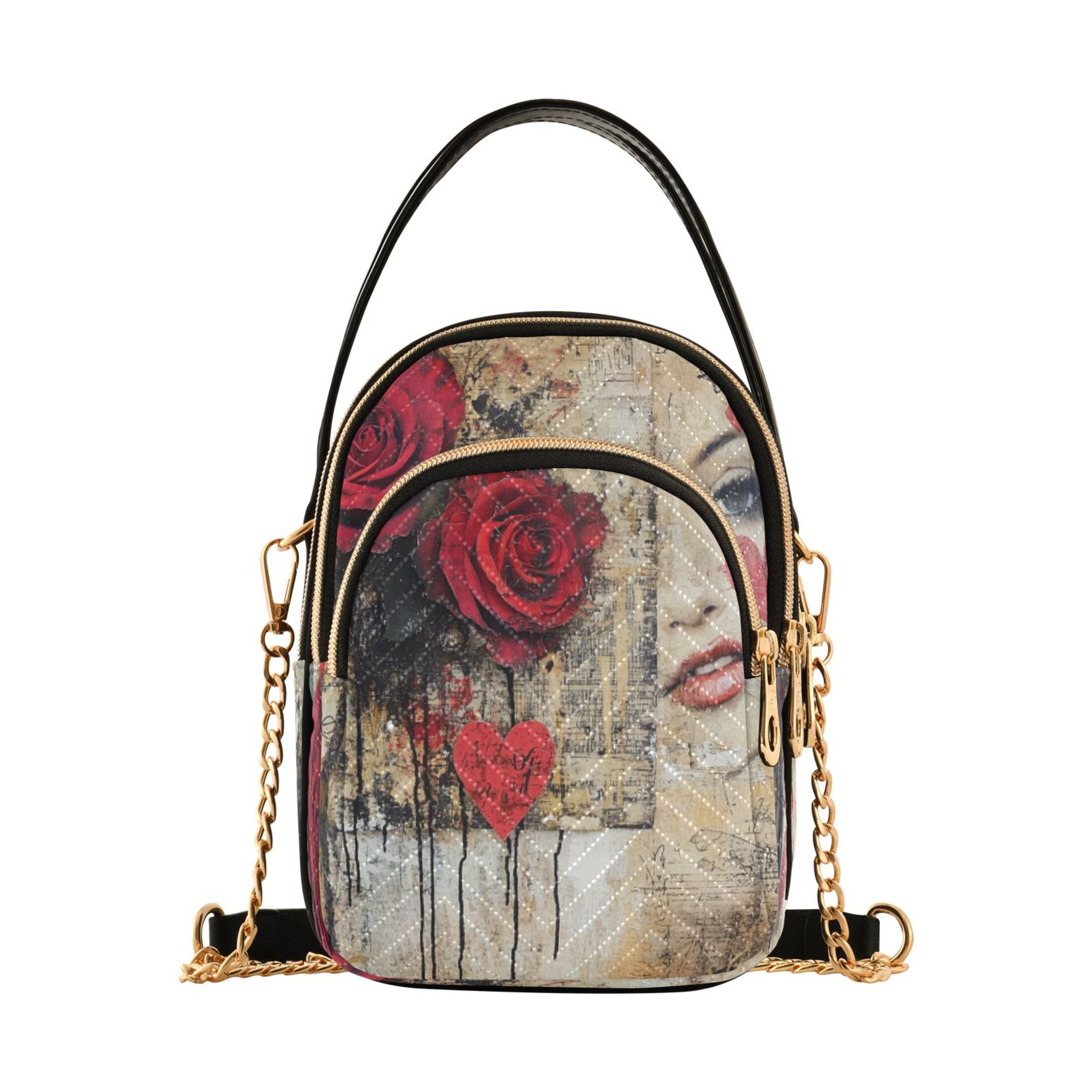 DIXRUYEE Cross Body Fashion Shoulder Waist Purse Bags Facade with Roses ...