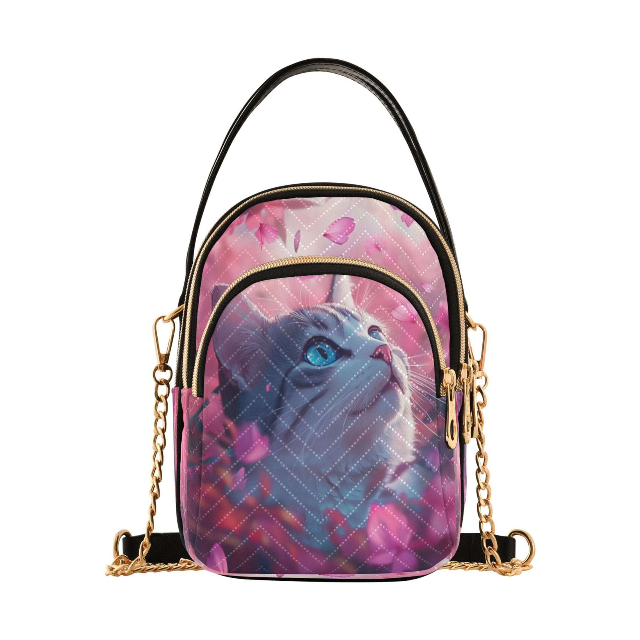 DIXRUYEE Cross Body Fashion Shoulder Waist Purse Bags Feline in Floral ...