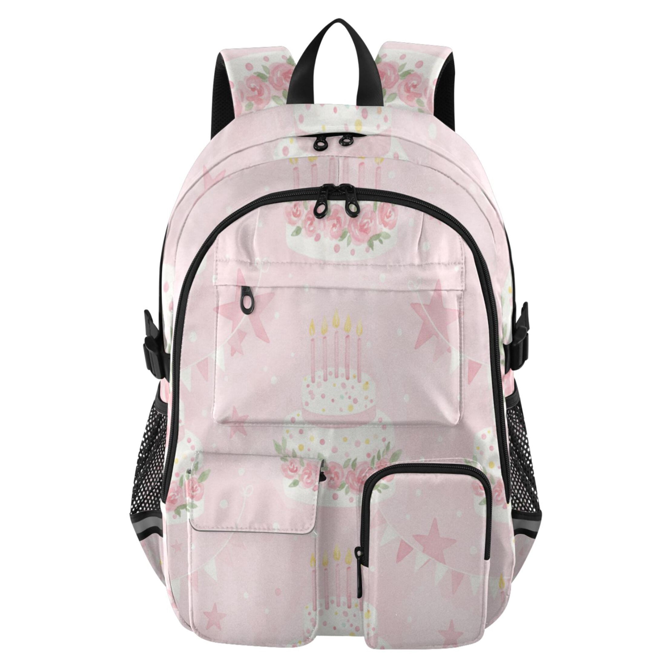 DIXRUYEE Cute Pink Birthday Cake Backpack for School 14”Laptop ...