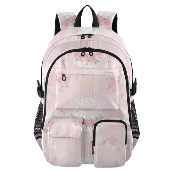 DIXRUYEE Cute Pink Birthday Cake Backpack for School 14”Laptop ...