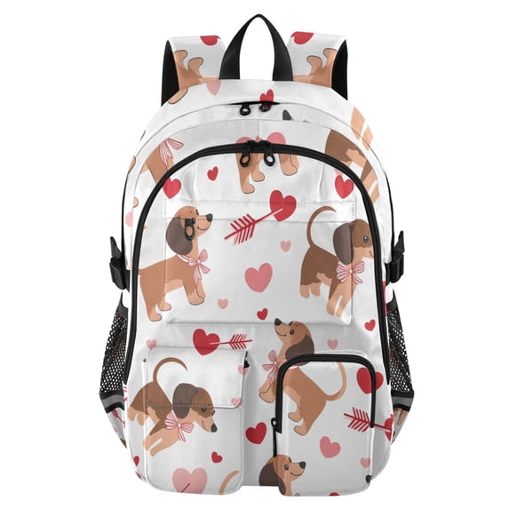 DIXRUYEE Dachshunds Bows Hearts Pattern Backpack for School 14”Laptop ...
