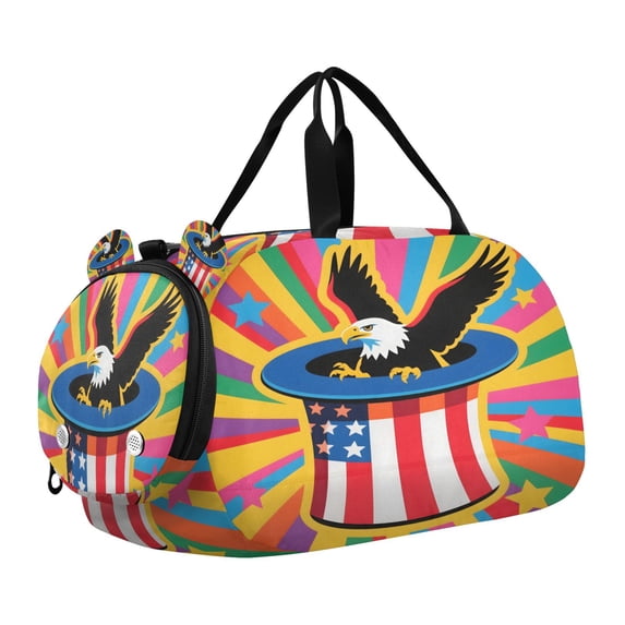 DIXRUYEE Eagle Hat Stars Scale Duffel Bag With Ventilated Shoe Pocket ...