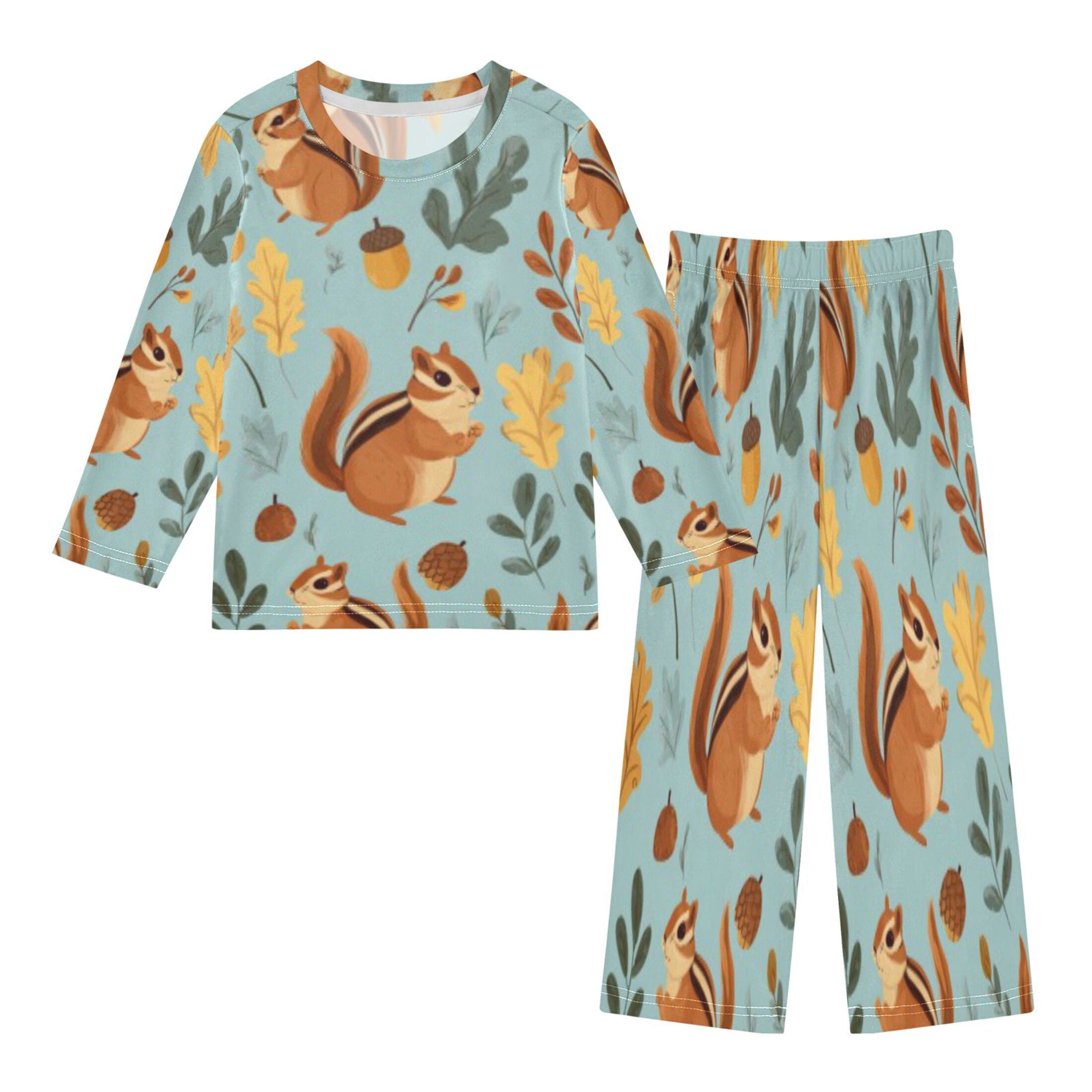 DIXRUYEE Fleece Pajama Set Loose Style Elastic Waist Pockets Avocado ...