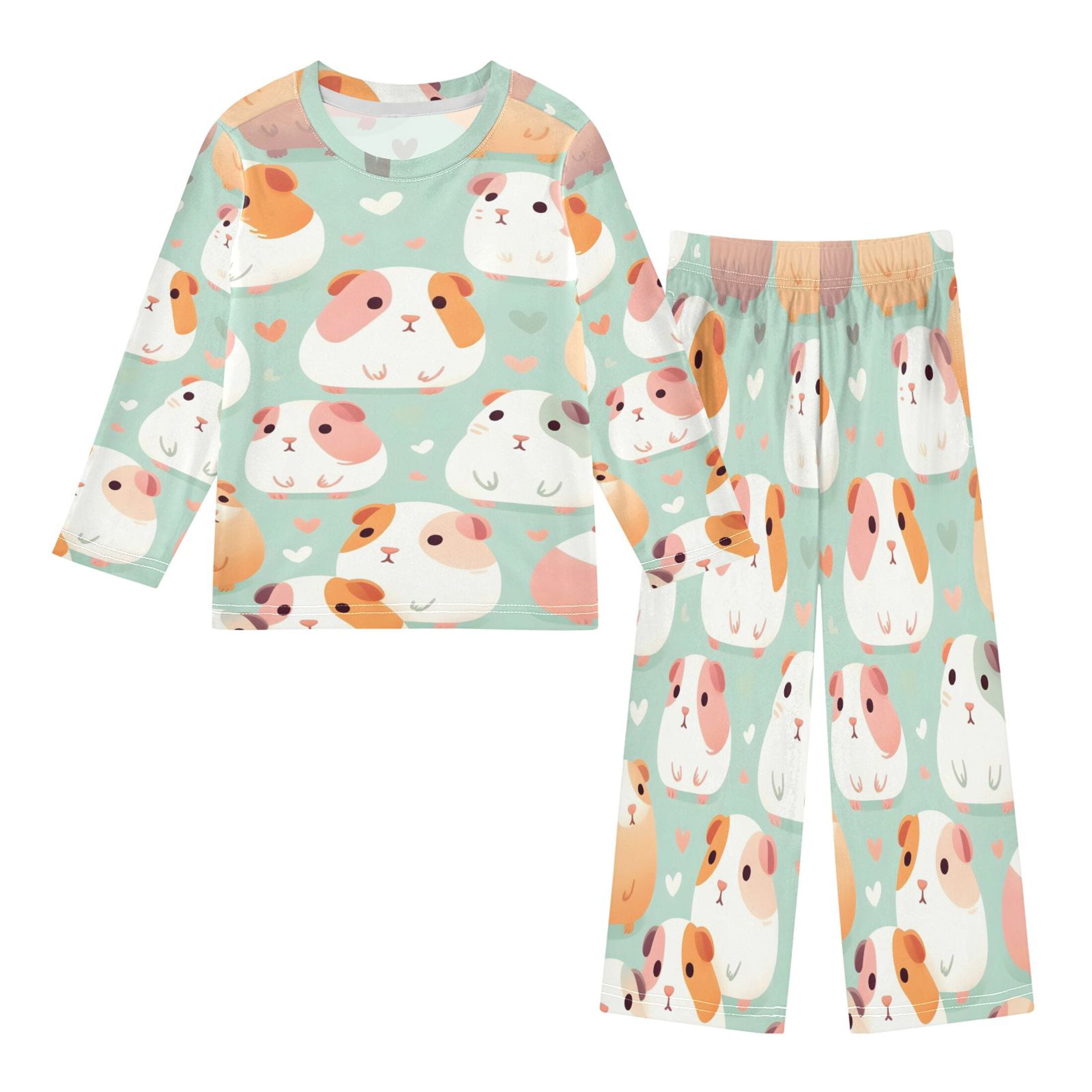 DIXRUYEE Fleece Pajama Set Loose Style Elastic Waist Pockets Avocado ...