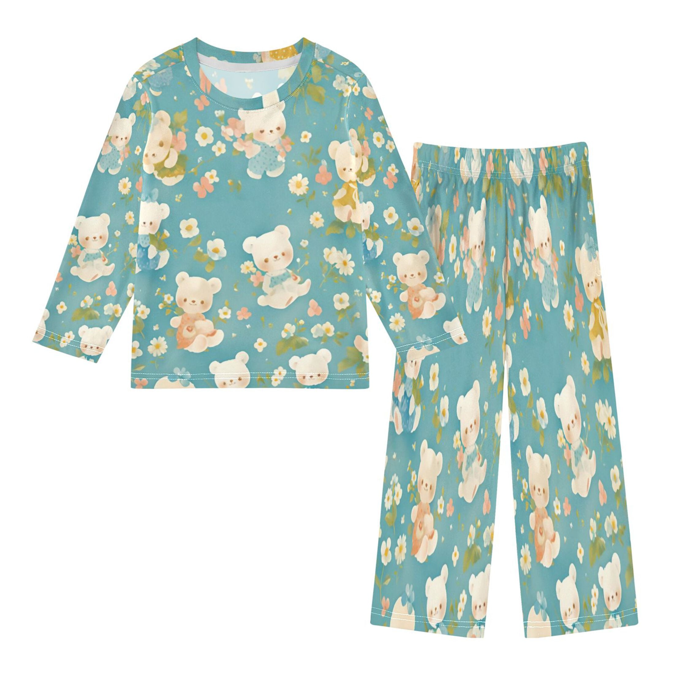 DIXRUYEE Fleece Pajama Set Loose Style Elastic Waist Pockets Avocado ...