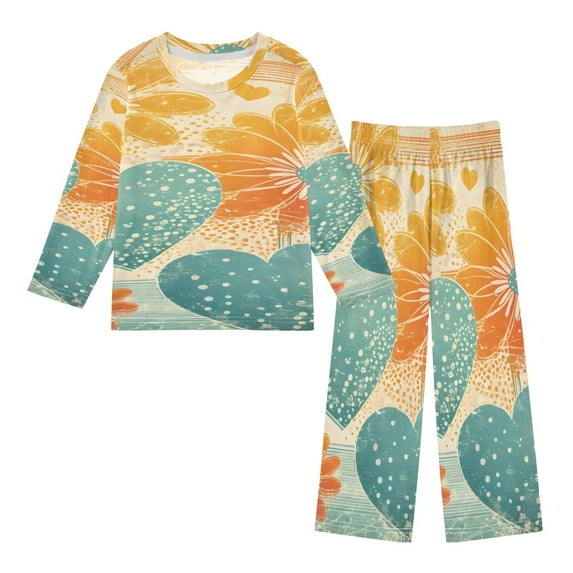 DIXRUYEE Fleece Pajama Set Loose Style Elastic Waist Pockets Colorful ...