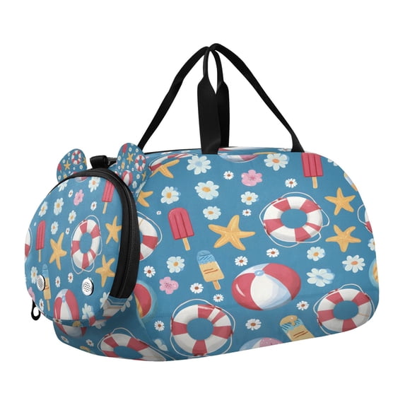 DIXRUYEE Flower Lifebuoy Pattern Scale Duffel Bag With Ventilated Shoe ...