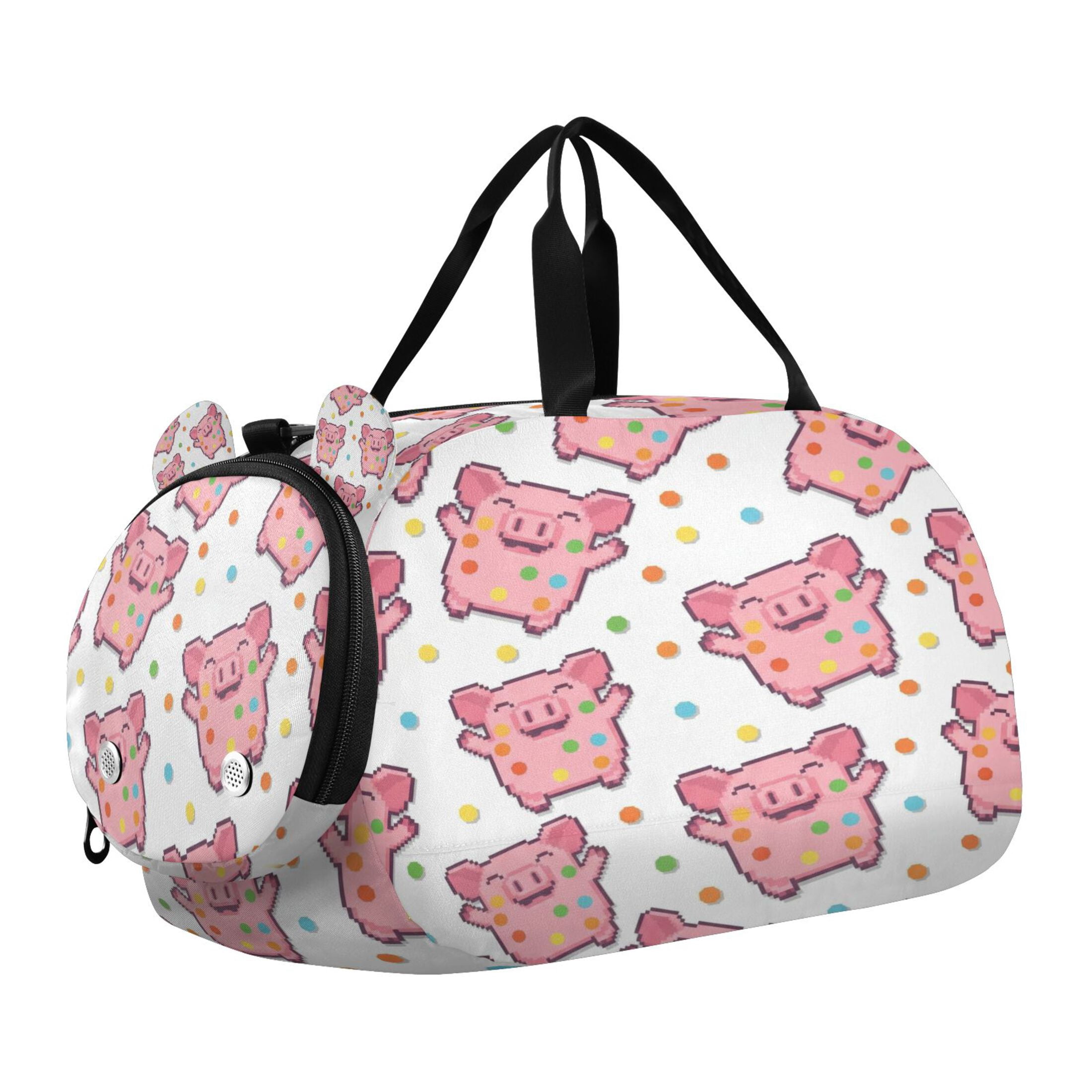 DIXRUYEE Happy Pink Pig Scale Duffel Bag With Ventilated Shoe Pocket ...