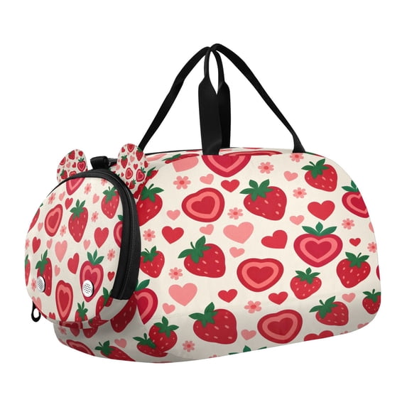 DIXRUYEE Heart Strawberry Flower Scale Duffel Bag With Ventilated Shoe ...