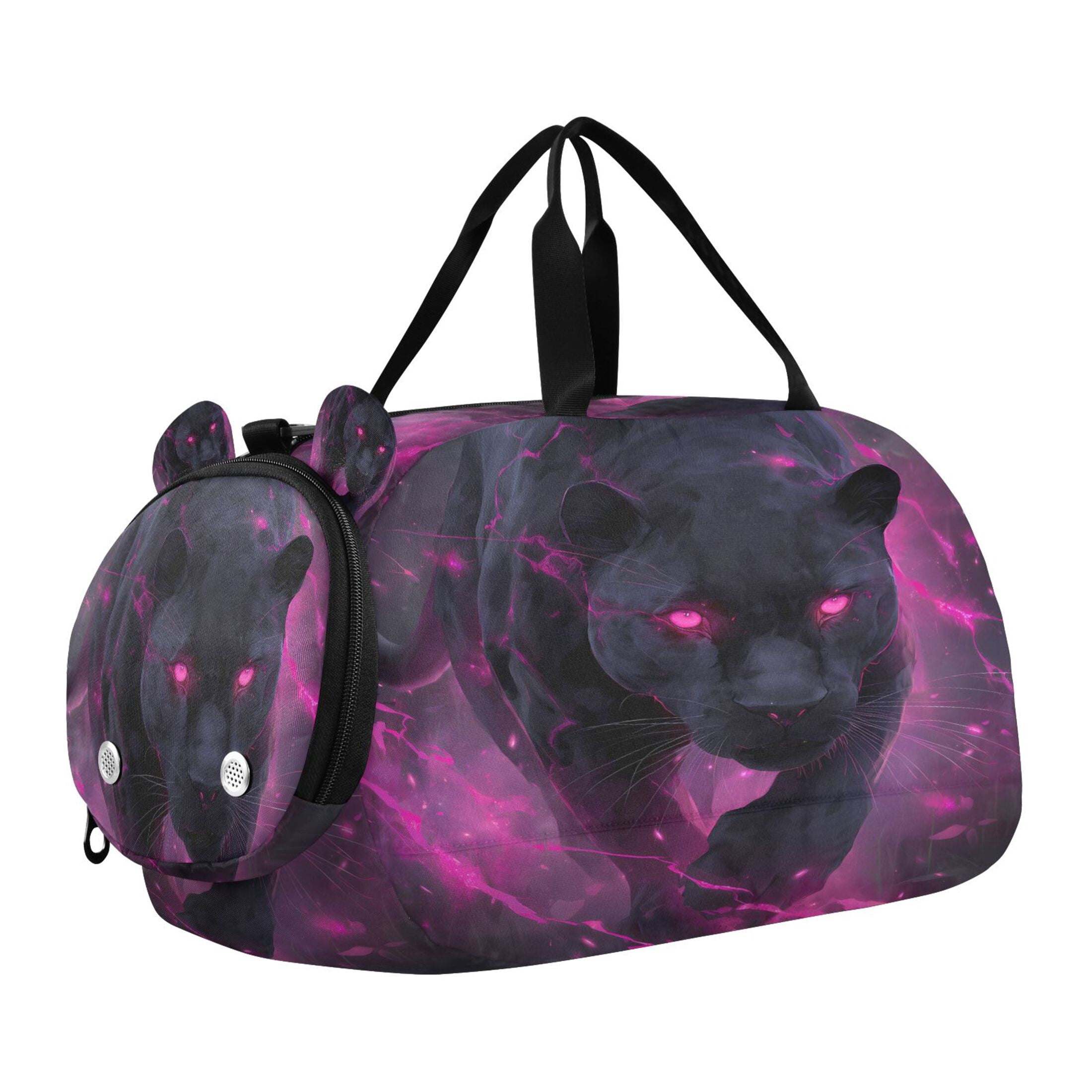 DIXRUYEE Leopard with Purple Eyes Scale Duffel Bag With Ventilated Shoe ...