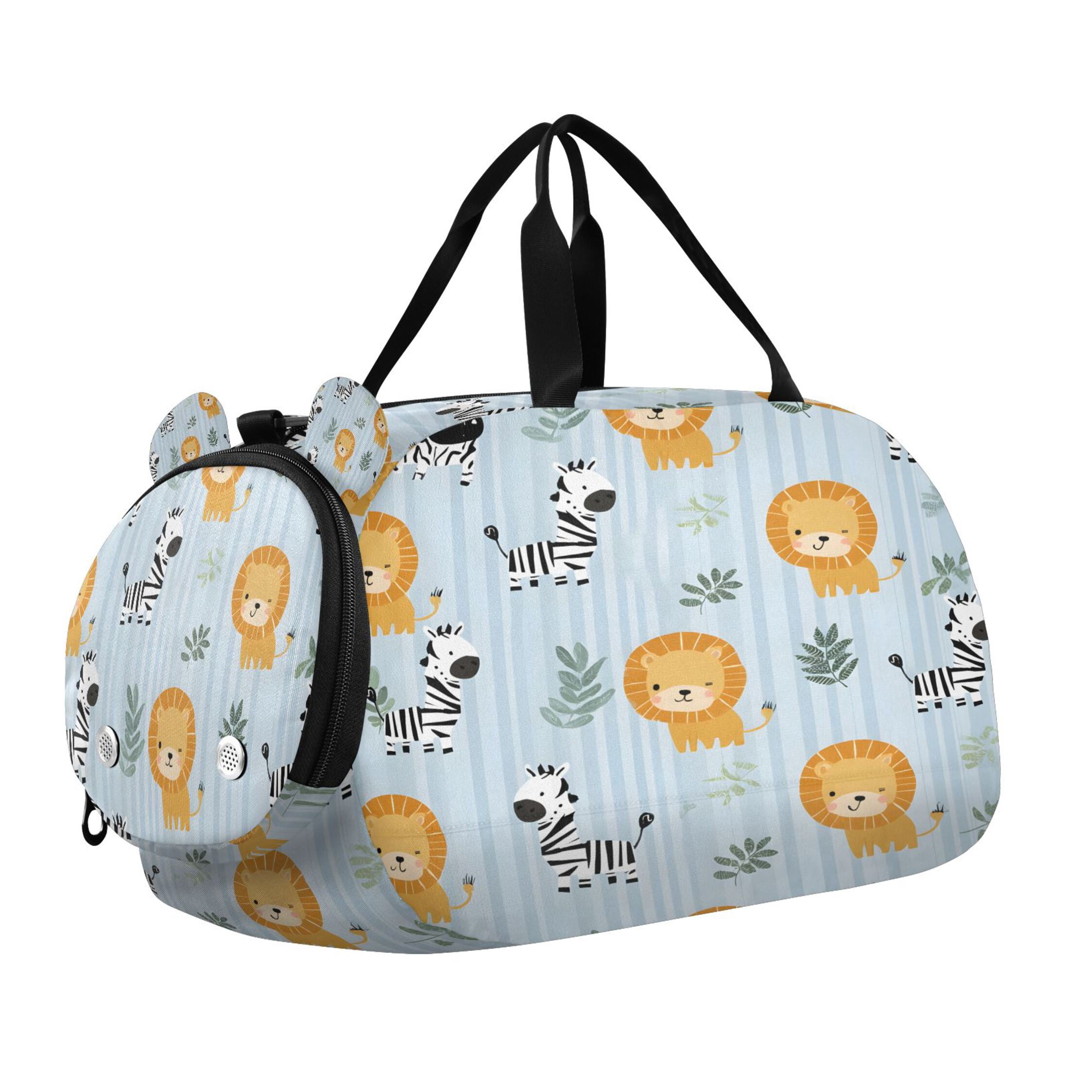DIXRUYEE Lion and Zebra Pattern Scale Duffel Bag With Ventilated Shoe ...